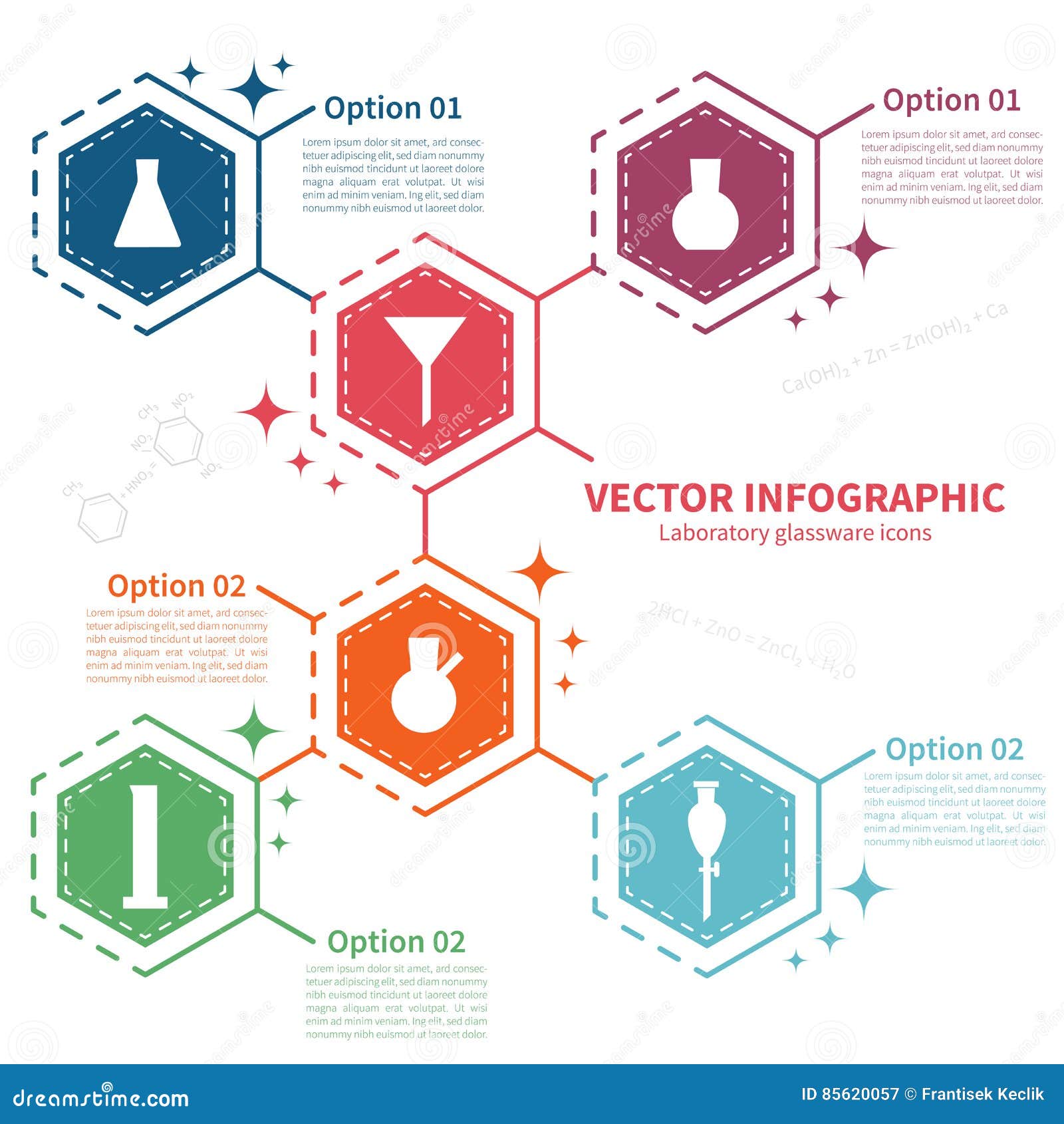 Infographic Template With Laboratory Glassware Icons Cartoon Vector ...