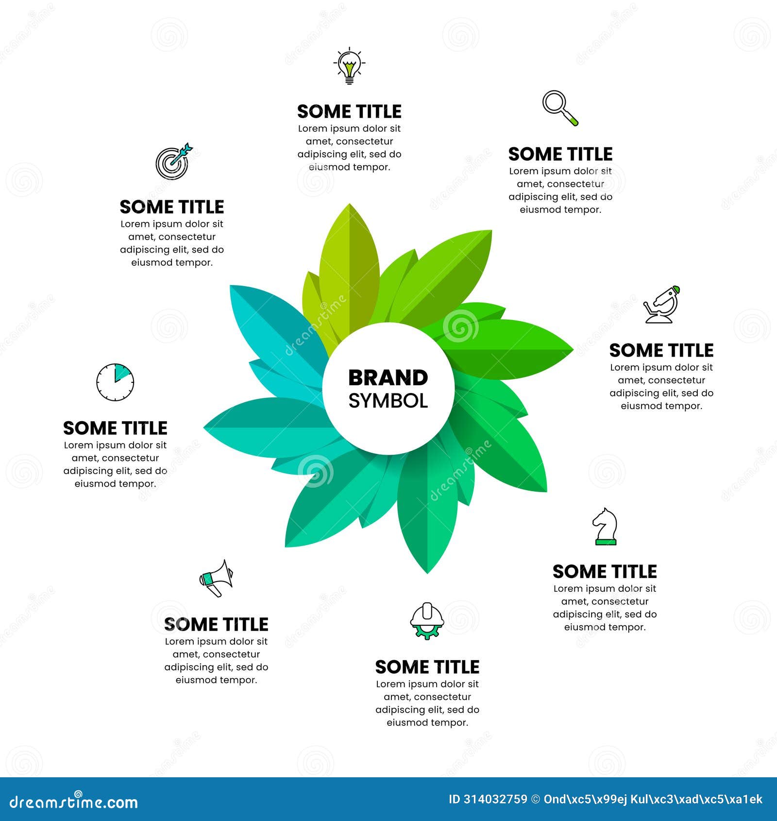 Infographic Template. 8 Leaves with Icons and Text Stock Vector ...