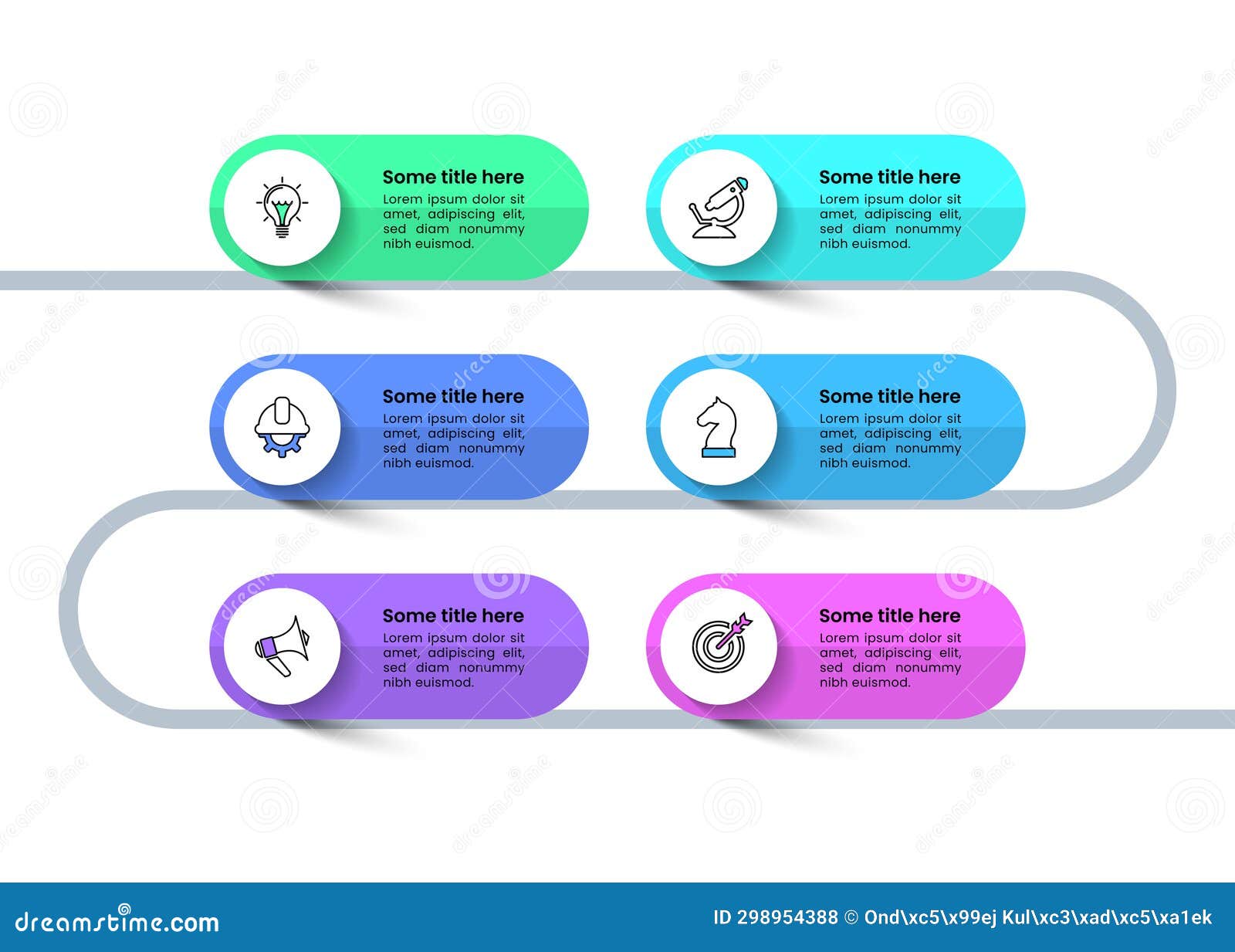 Infographic Template. Line with 6 Banners and Icons Stock Illustration ...