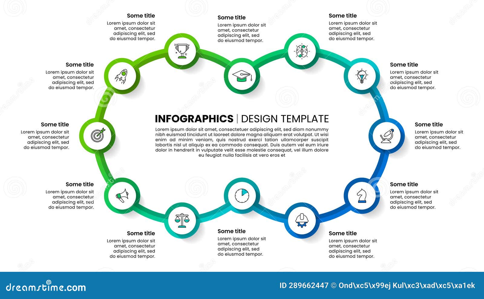 Infographic Template. Line in a Loop with 12 Steps Stock Vector ...