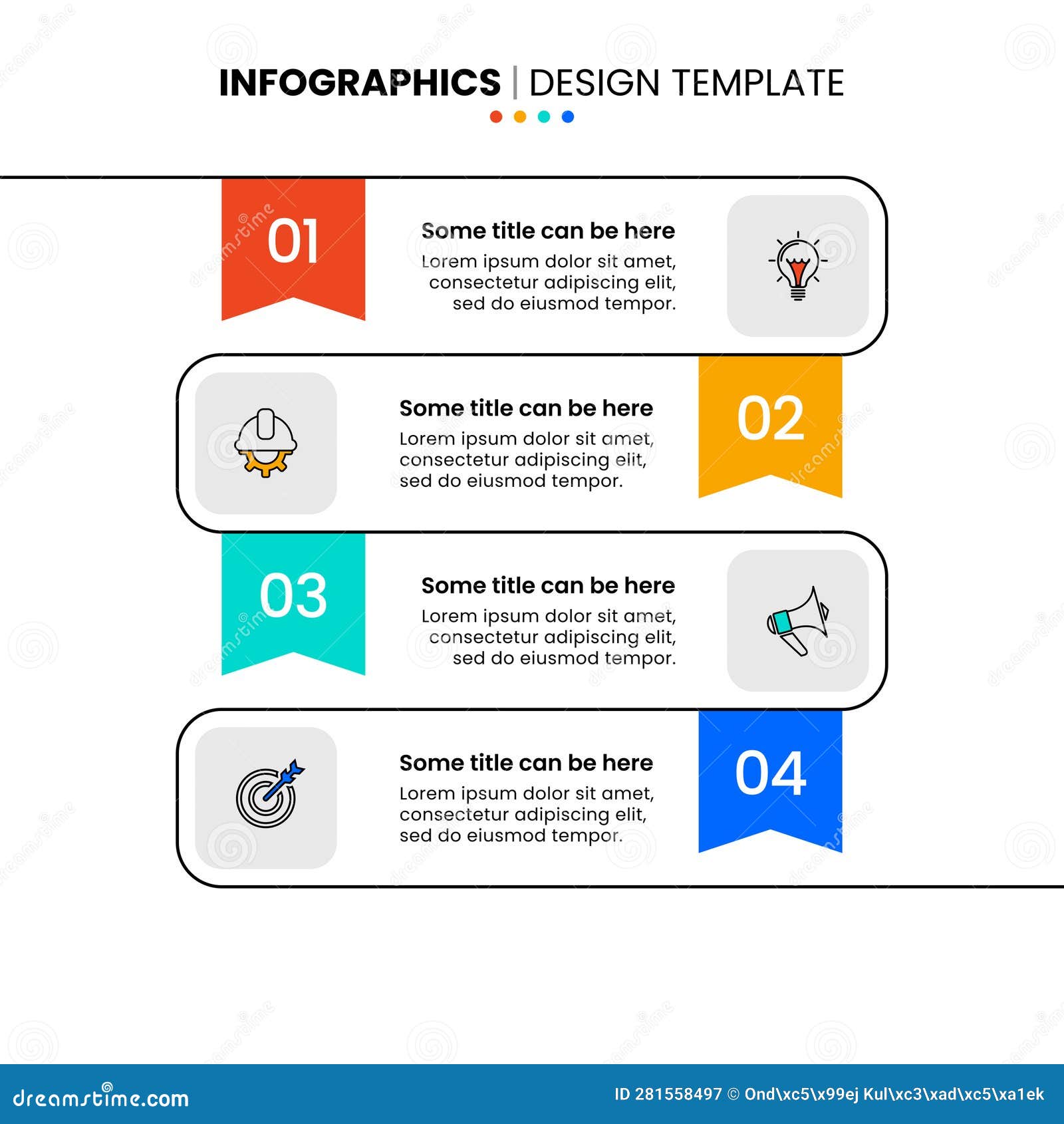 Infographic Template. Line with 4 Steps and Numbers Stock Vector ...