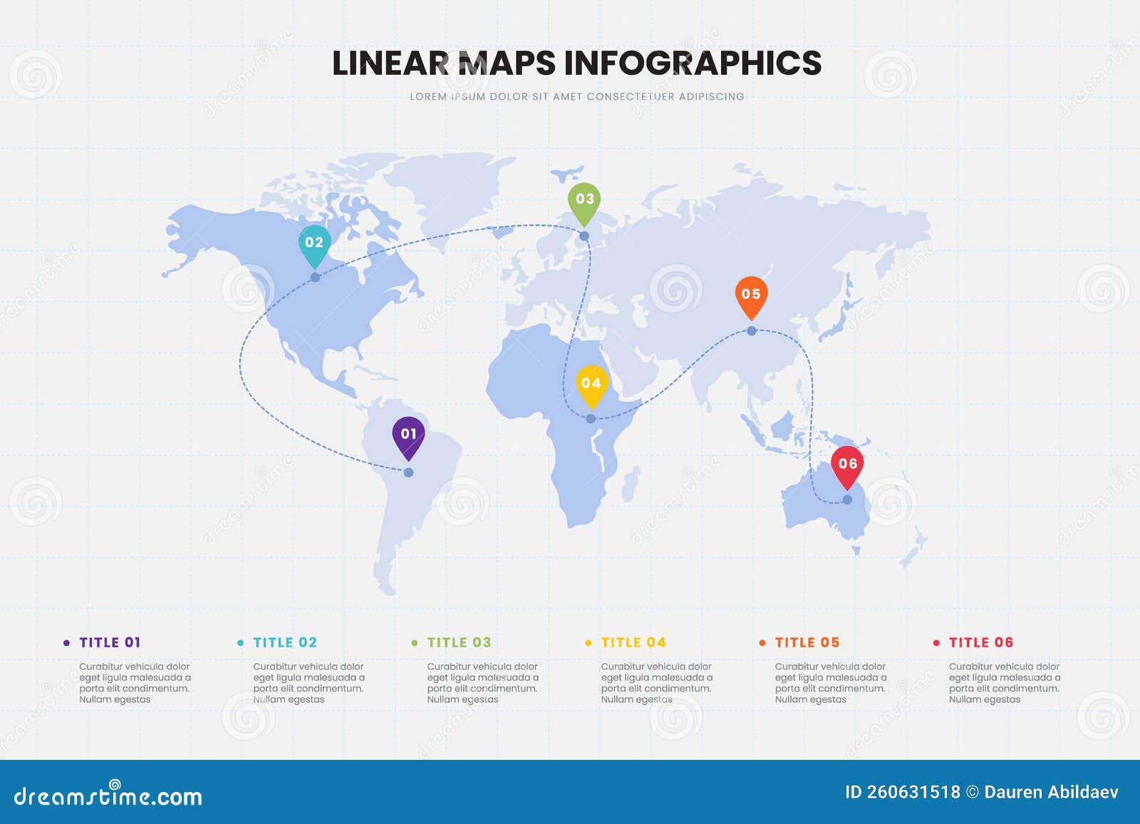 Infographic Template with Linear Map Vector Illustration. Stock Vector ...