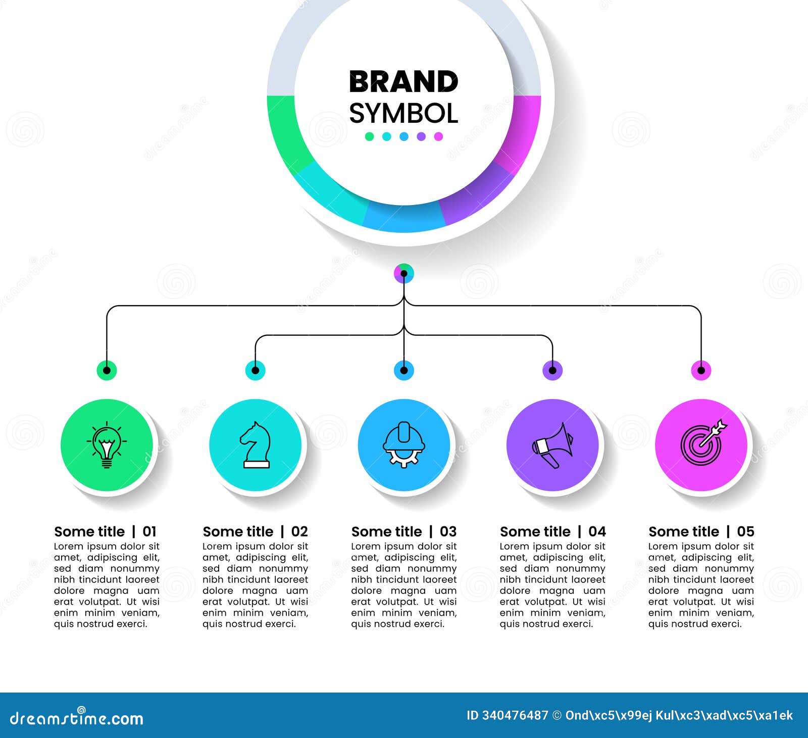 Infographic Template. 5 Linked Circles with Icons Stock Illustration ...