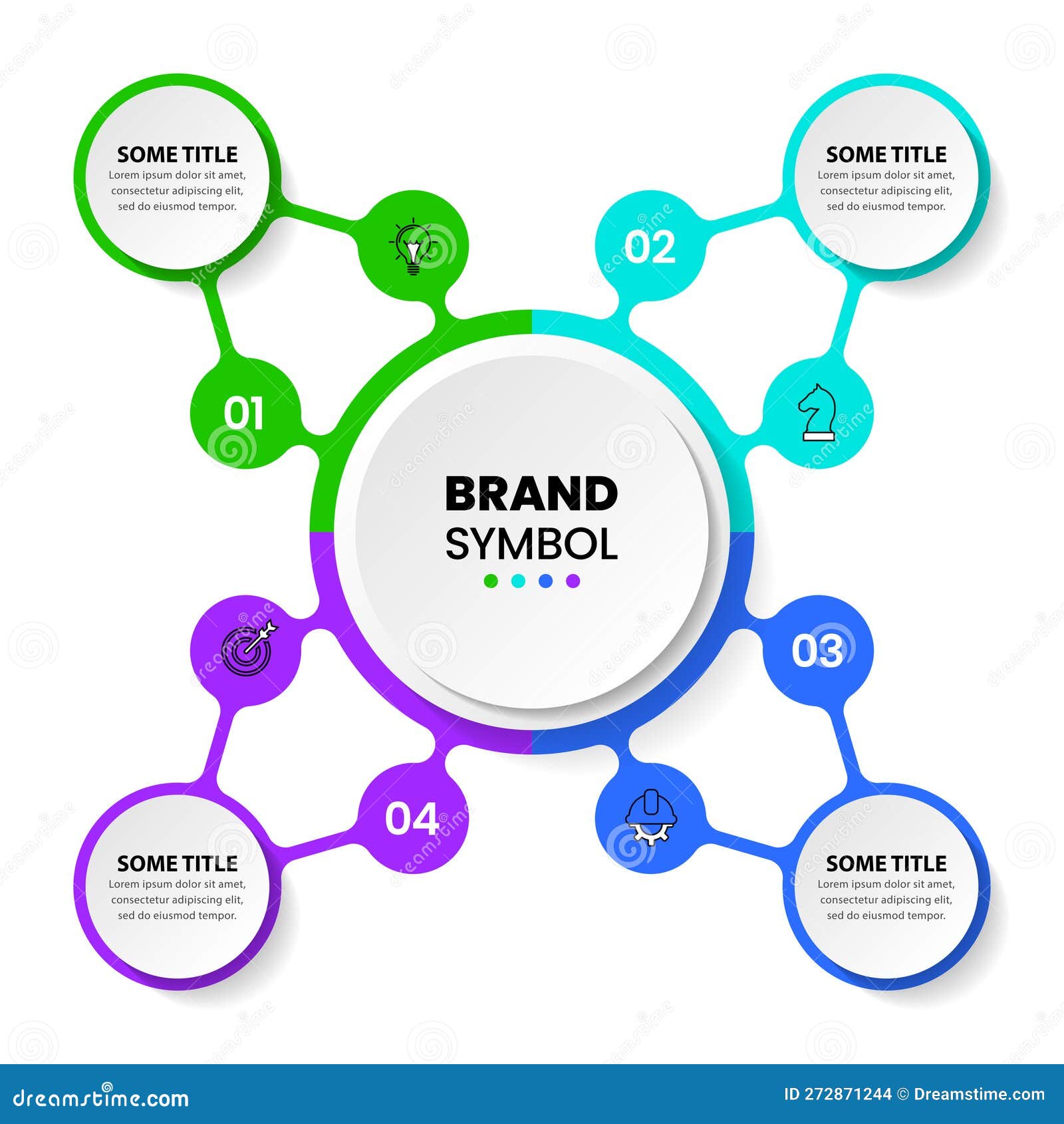 Infographic Template. 4 Linked Circles with Icons and Text Stock Vector ...
