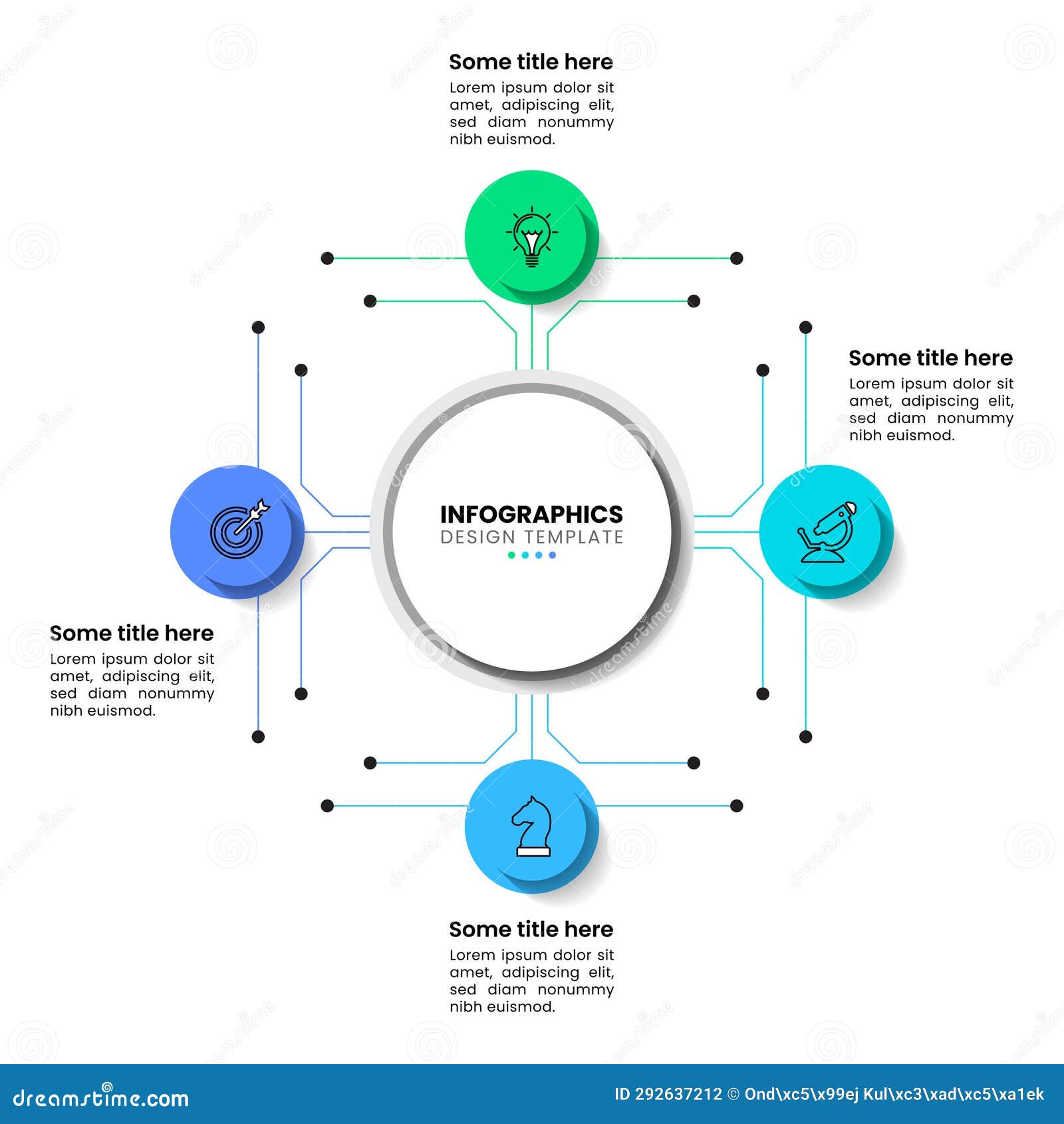 Infographic Template. Linked Circles with 4 Steps Connected To the ...