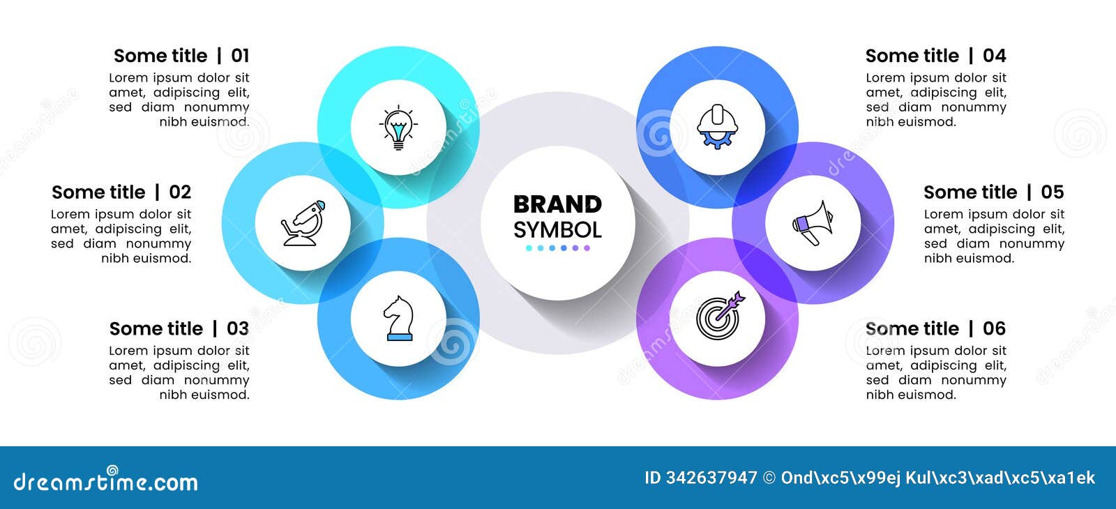 Infographic Template. Linked Circles with 6 Steps and Icons Stock ...