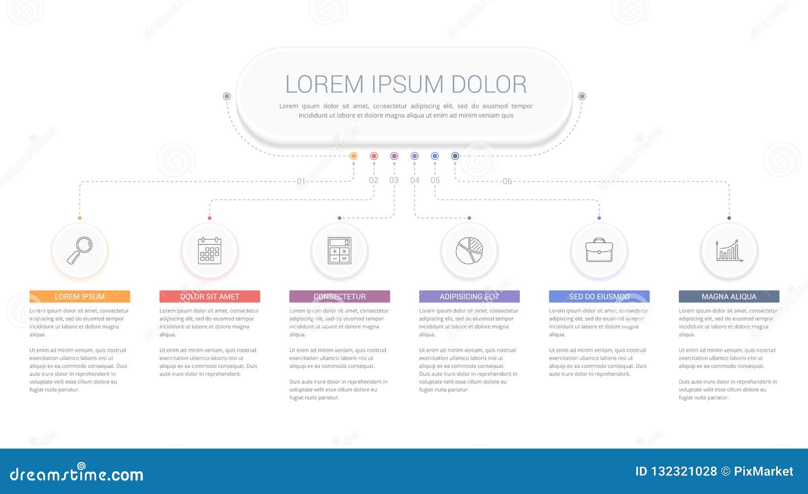 Infographic Template with 6 Steps Stock Vector - Illustration of icon ...