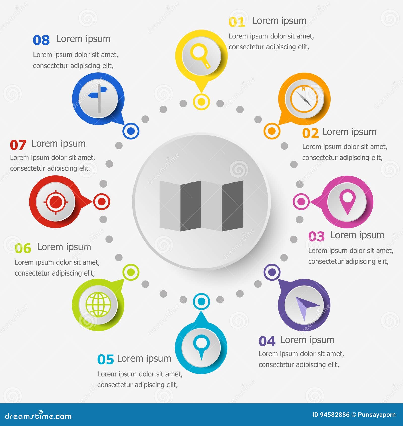 Infographic Template with Map Icons Stock Vector - Illustration of ...