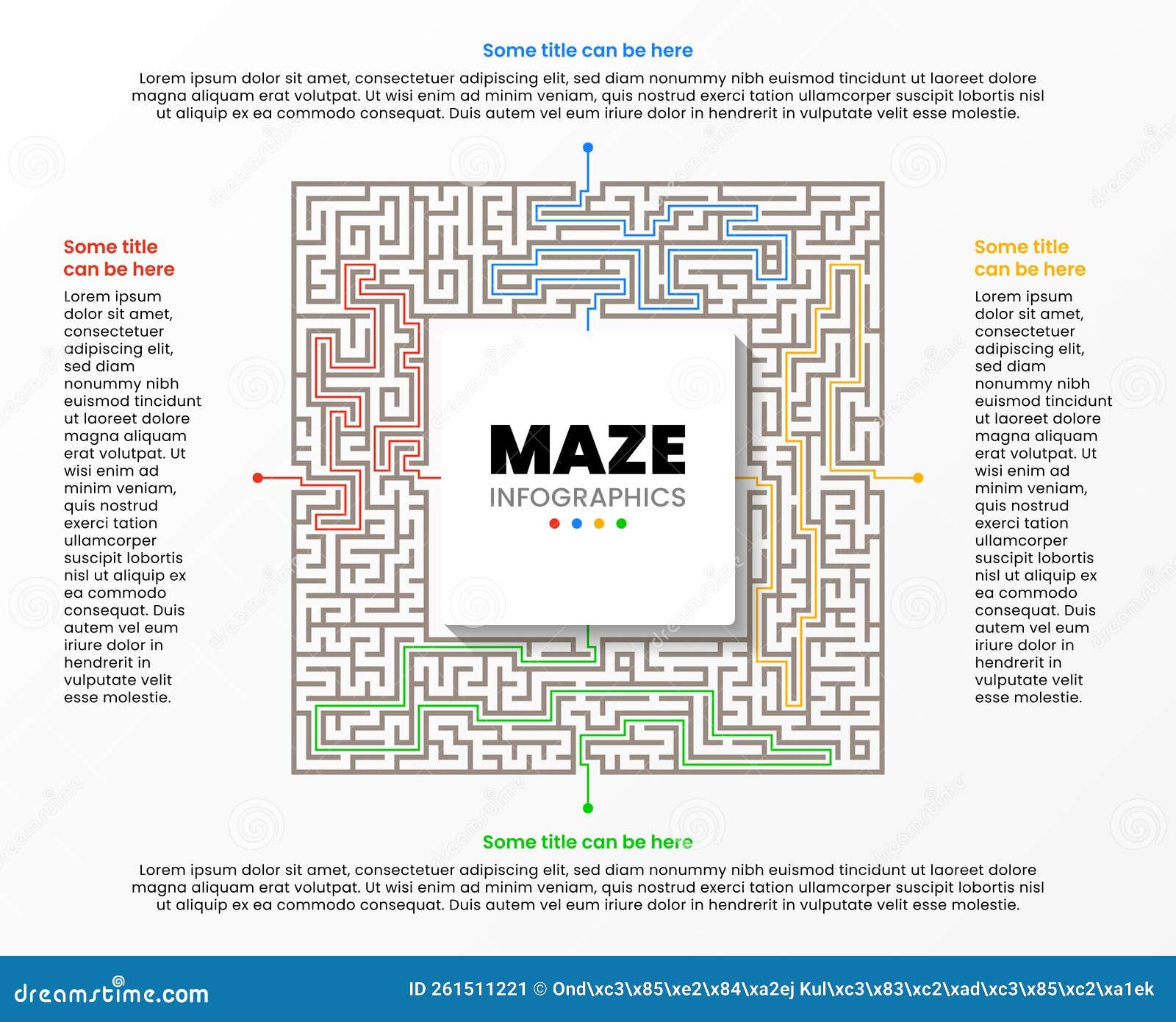 Infographic Template. Maze With 4 Steps And Exits Cartoon Vector ...