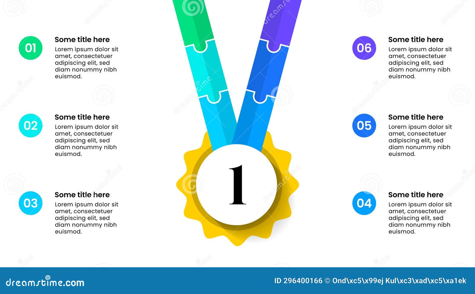 Infographic Template. Medal with 6 Steps and Numbers Stock Vector ...