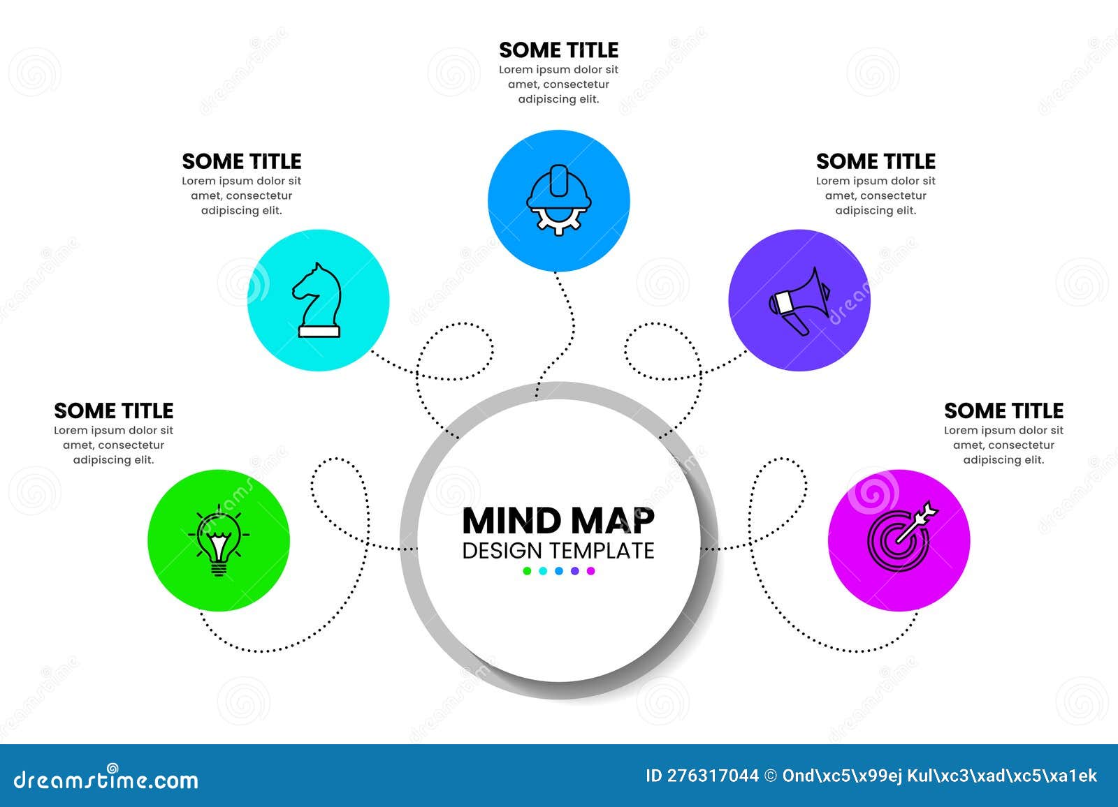 Infographic Template. Mind Map with 5 Steps Connected To the Title ...