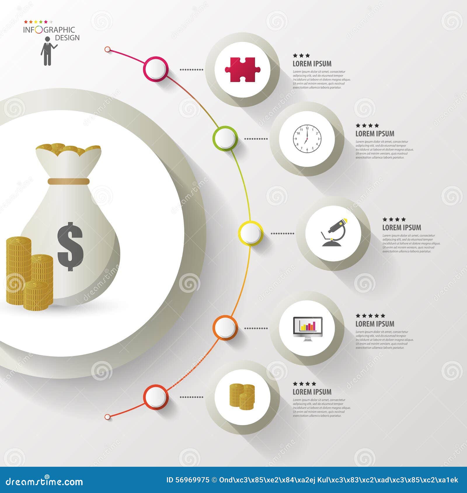 Infographic Template with Money Bag. Concept Vector Illustration Stock ...