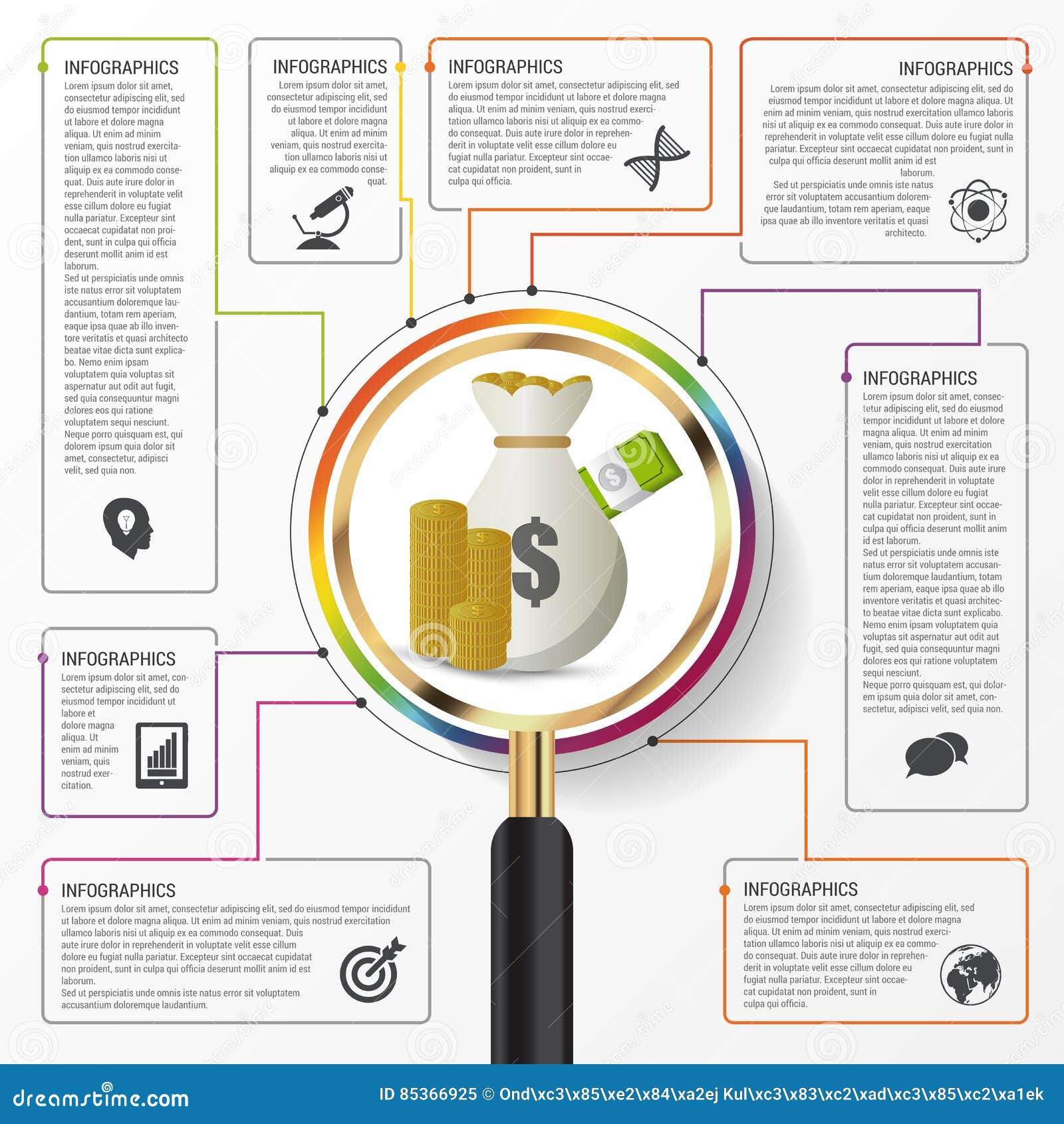 Infographic Template with Money Bag. Vector Stock Vector - Illustration ...