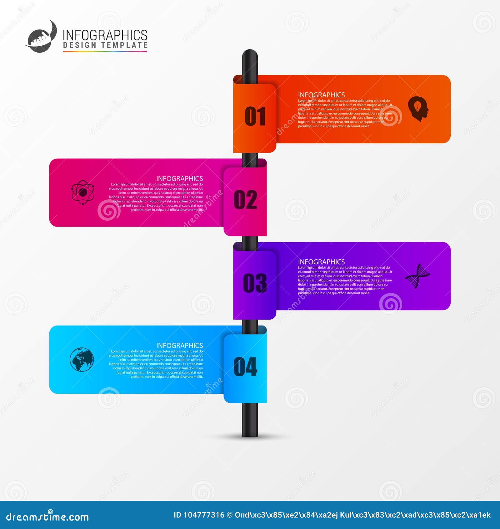Infographic Template of Multidirectional Pointers on a Signpost Stock ...