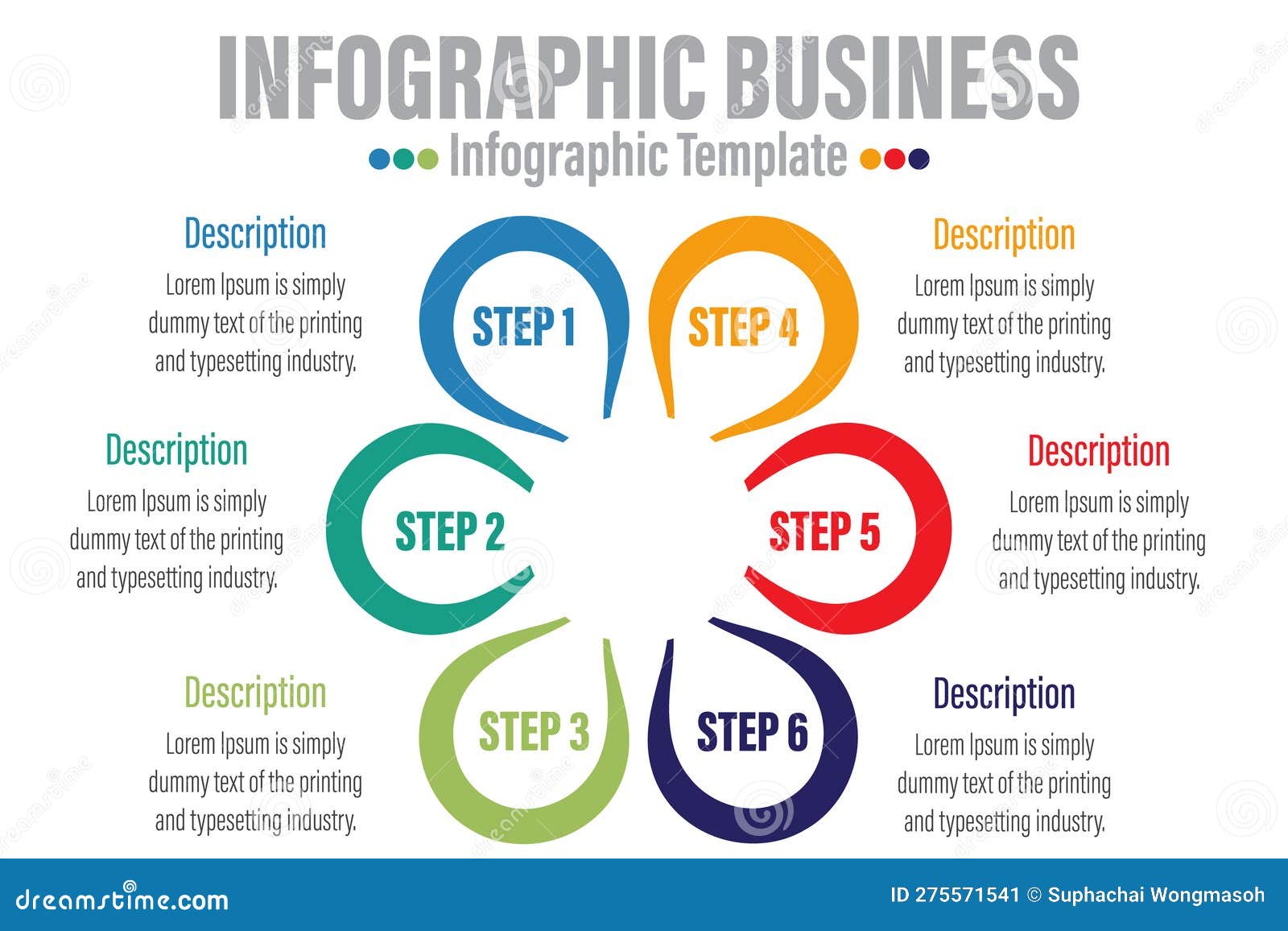 Infographic Template with Numbers 6 Option Can Be Used for Workflow ...