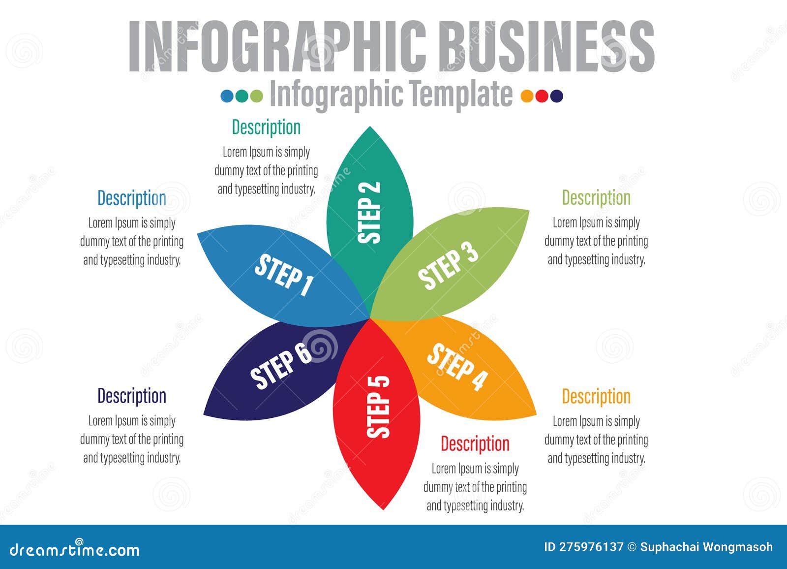 Infographic Template with Numbers 6 Option Can Be Used for Workflow ...