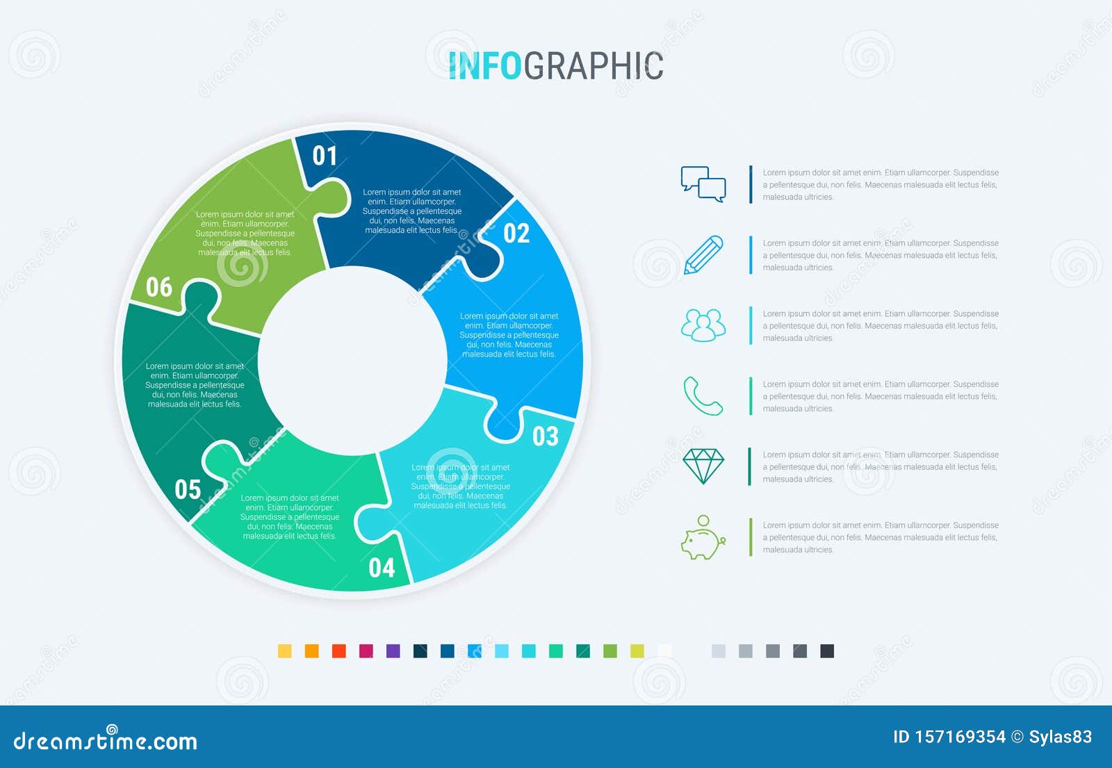 Infographic Template. 6 Steps Rounded Design with Beautiful Colors ...