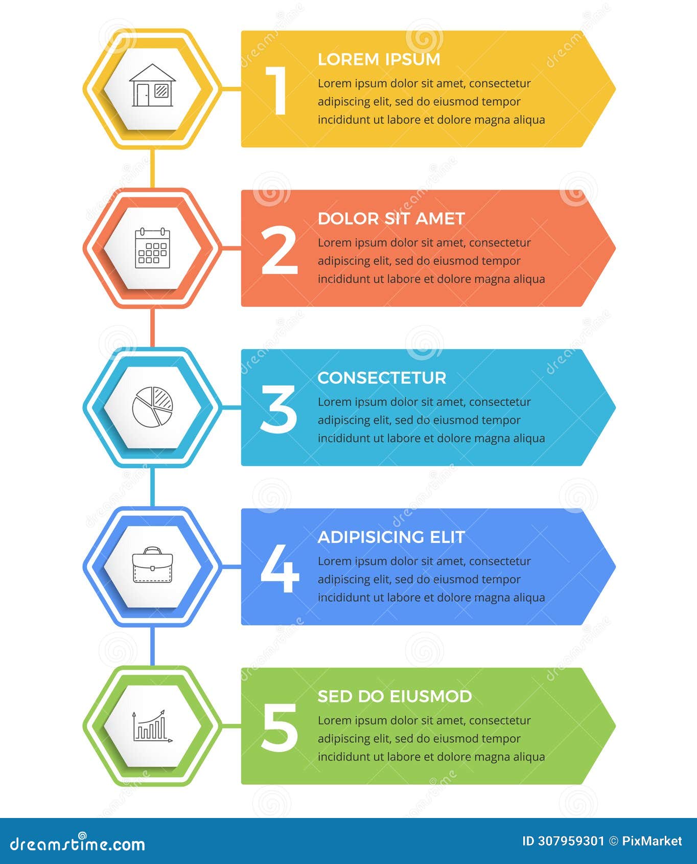 Infographic Template - 5 Options Stock Vector - Illustration of ...