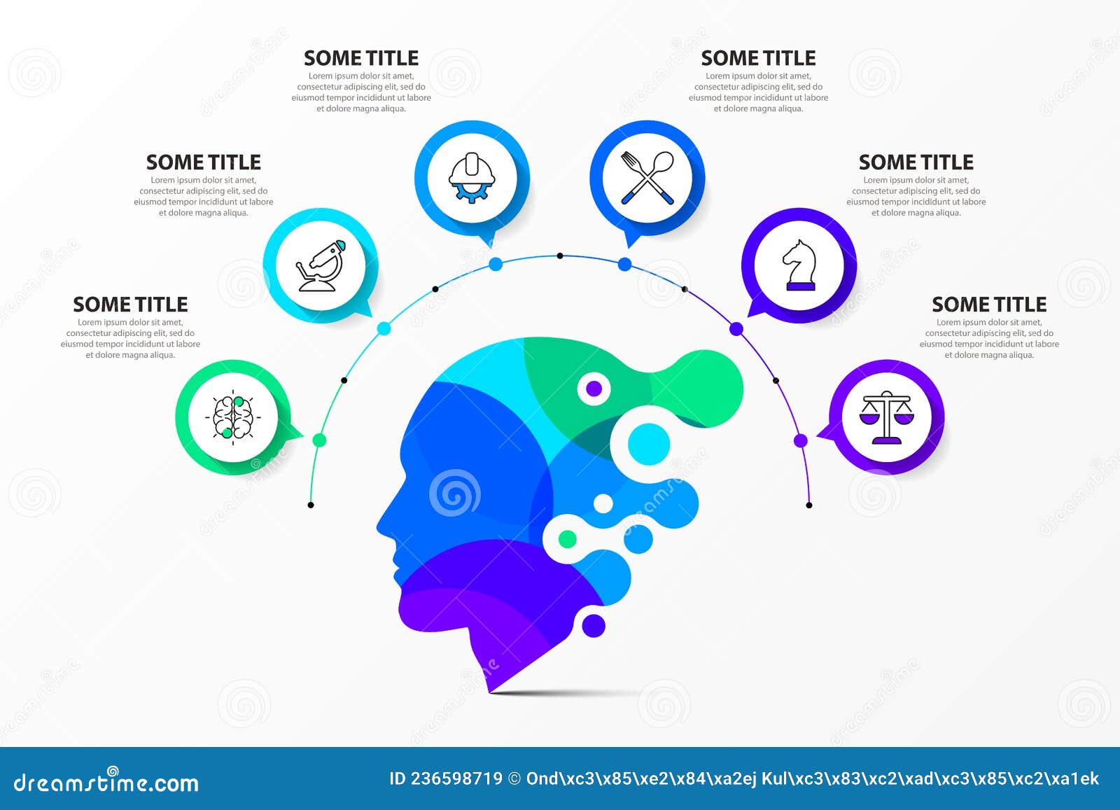 Infographic Template with 6 Options or Steps. Creative Mind. Abstract ...
