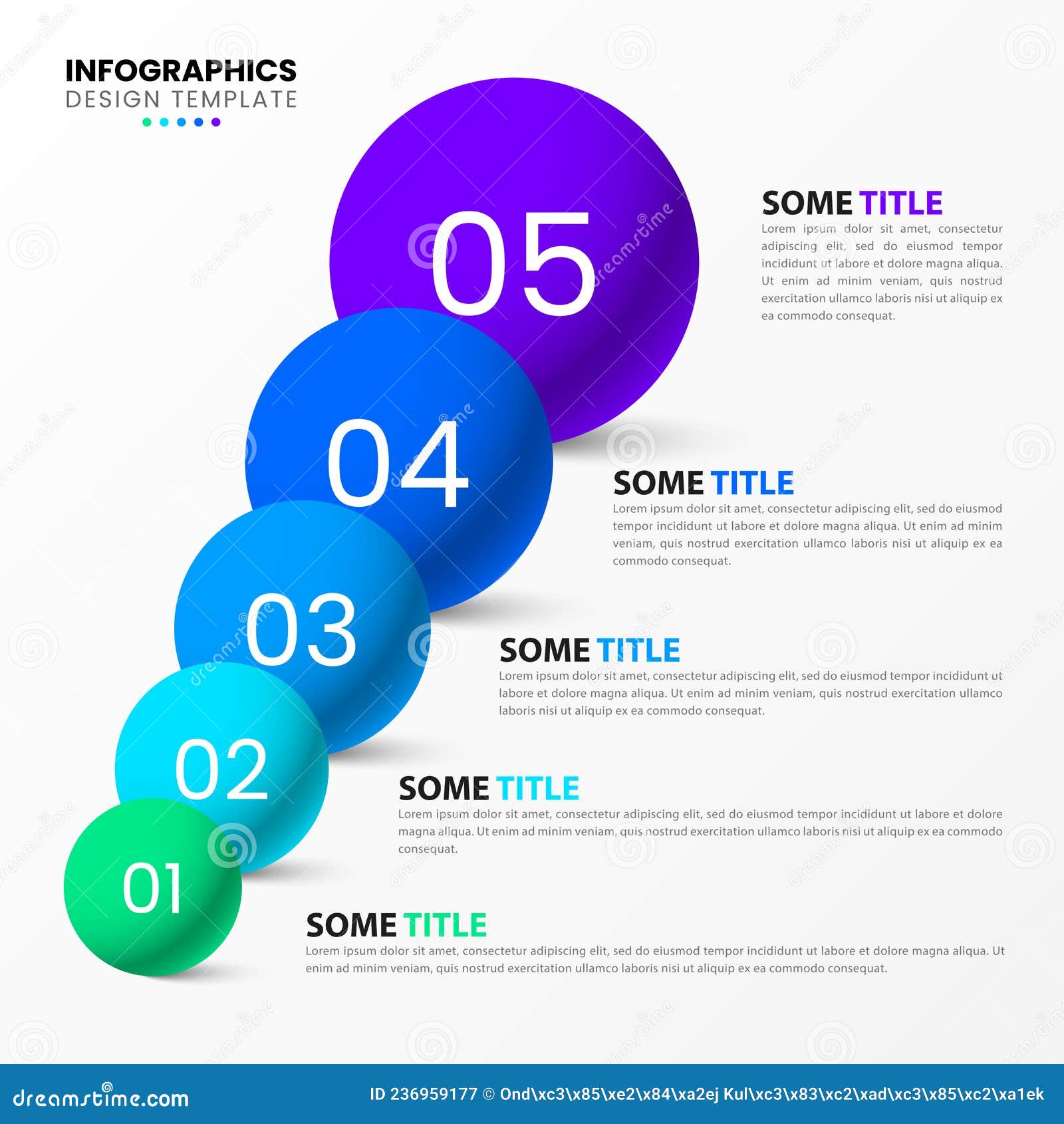 Infographic Template with 5 Options or Steps. Marbles. Vector Stock ...