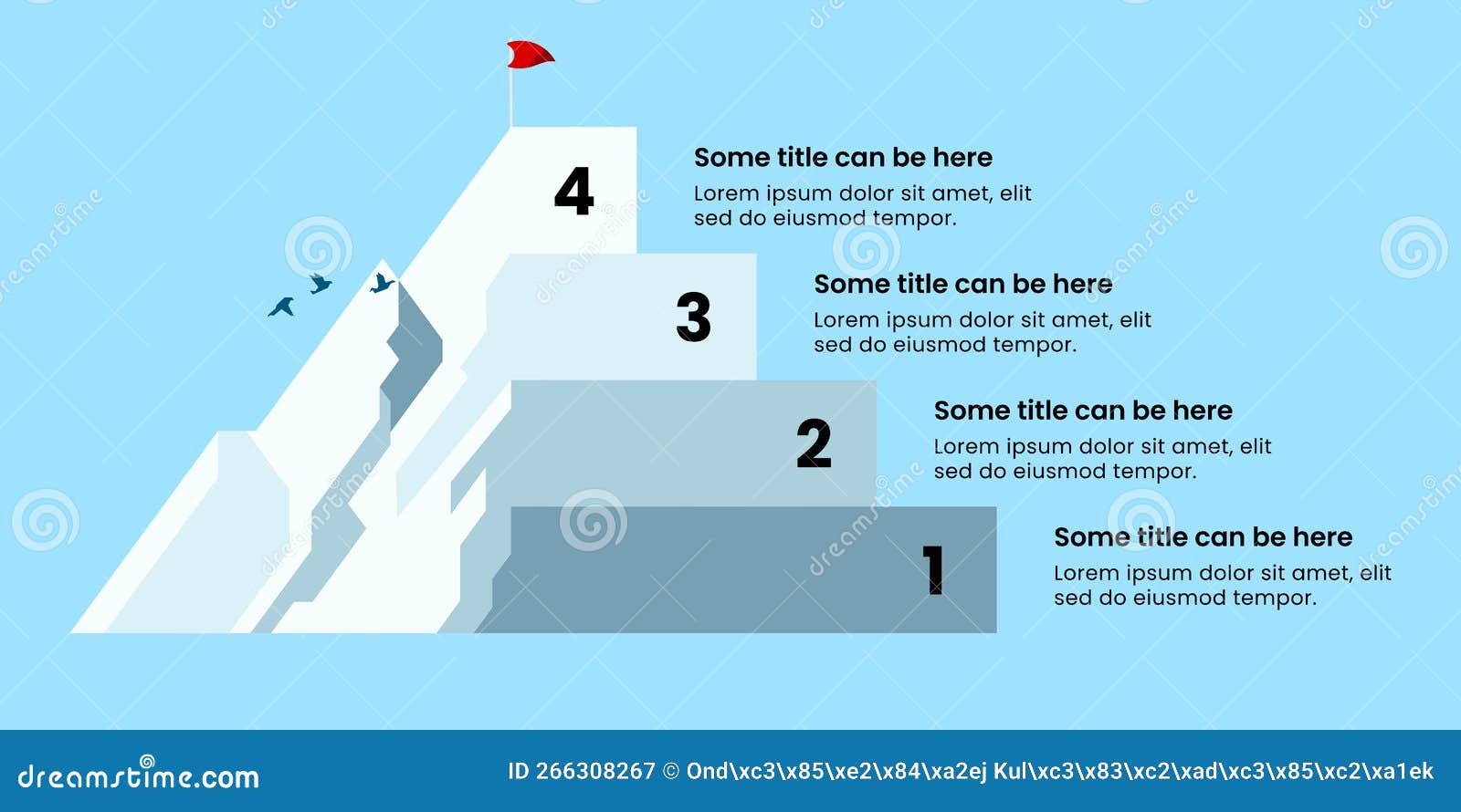 Infographic Template. Mountain with 4 Steps and Text Stock Vector ...