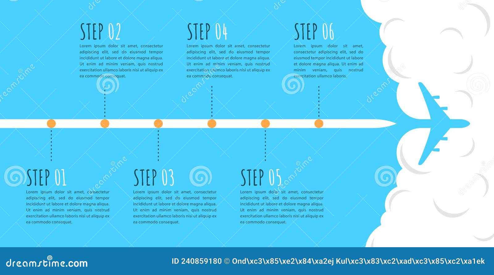 Infographic Template with 6 Options or Steps. Travel Timeline Stock ...