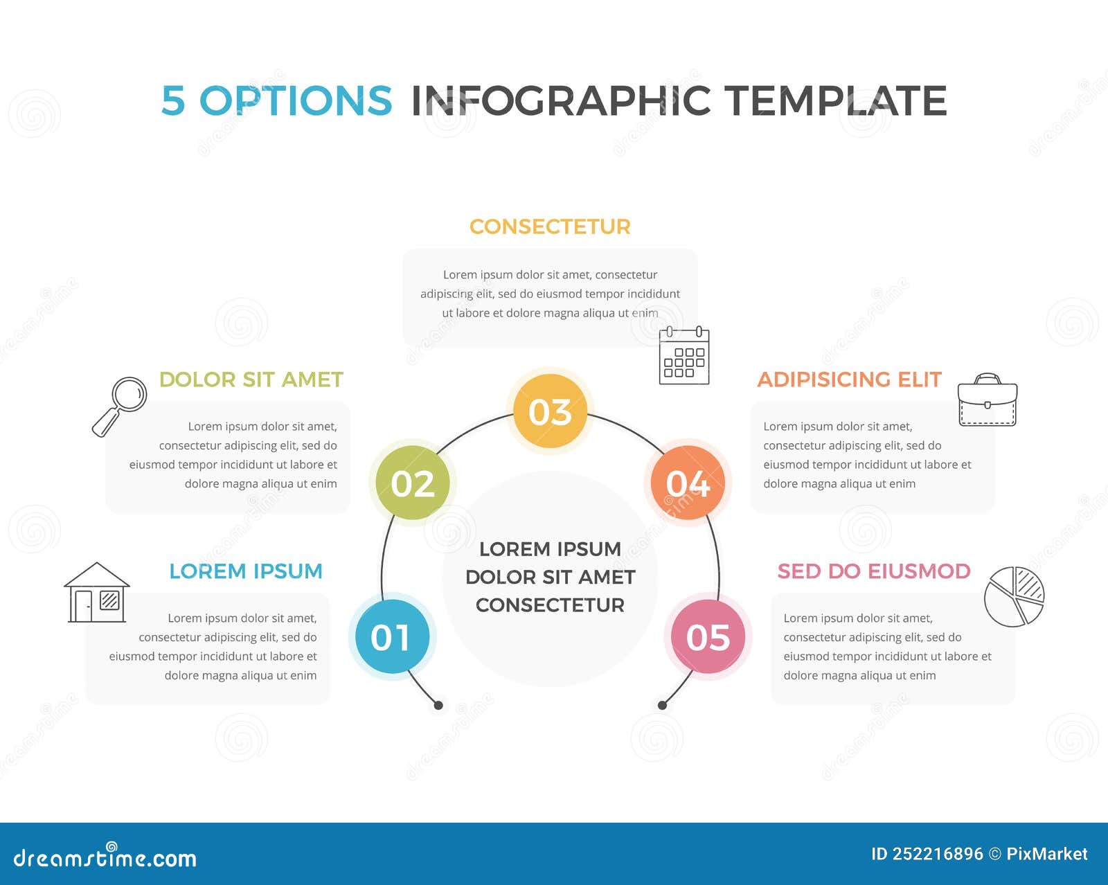 Infographic Template with 5 Options Stock Vector - Illustration of step ...