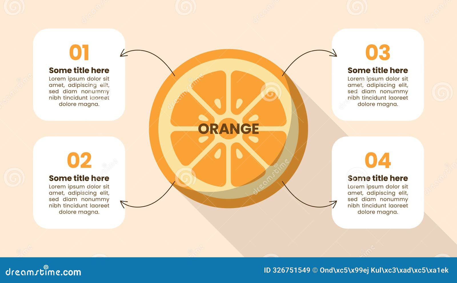 Infographic Template. Orange in the Middle with 4 Steps Stock ...