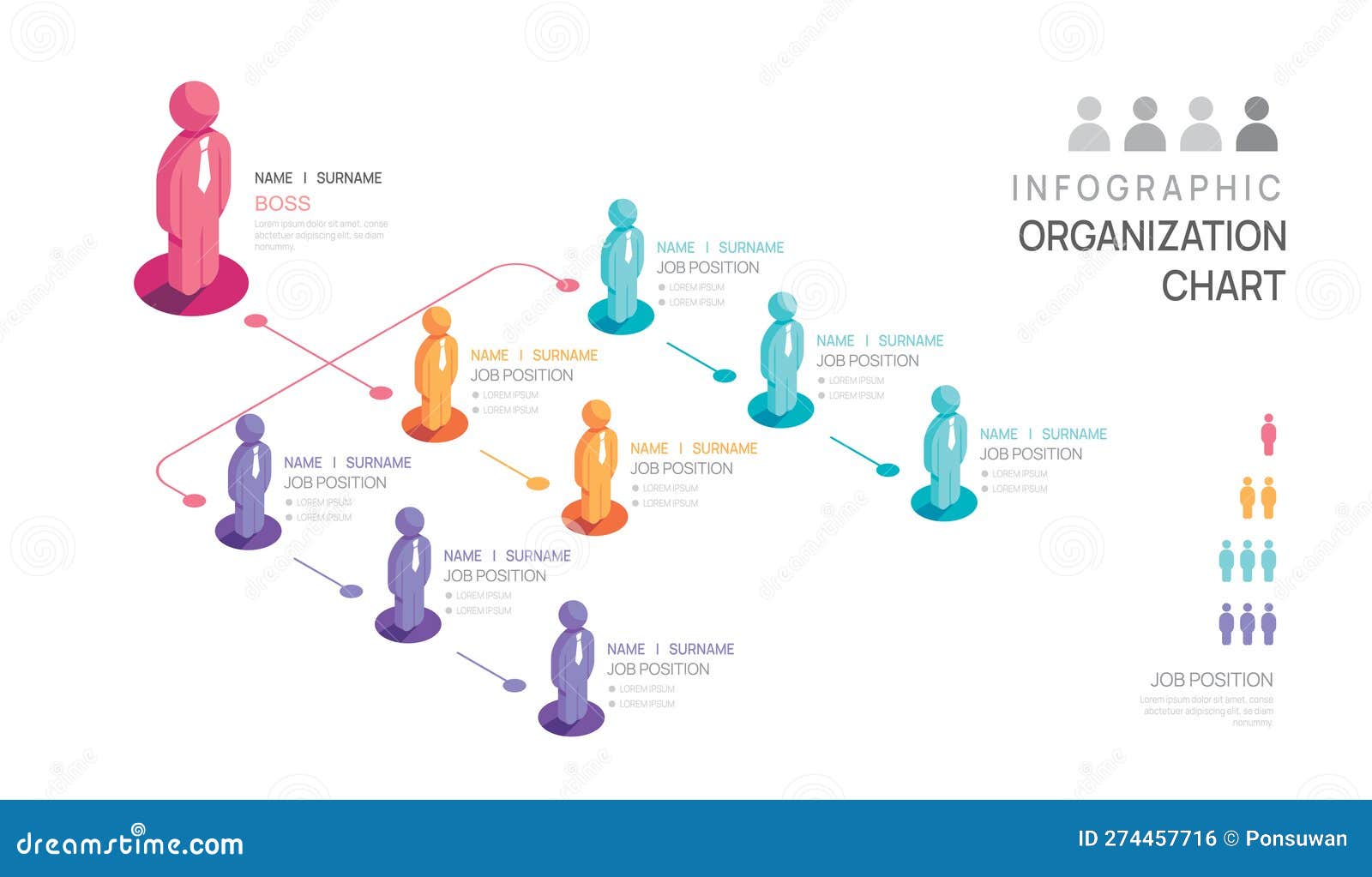 Infographic Template for Organization Chart with Business Avatar Icons ...