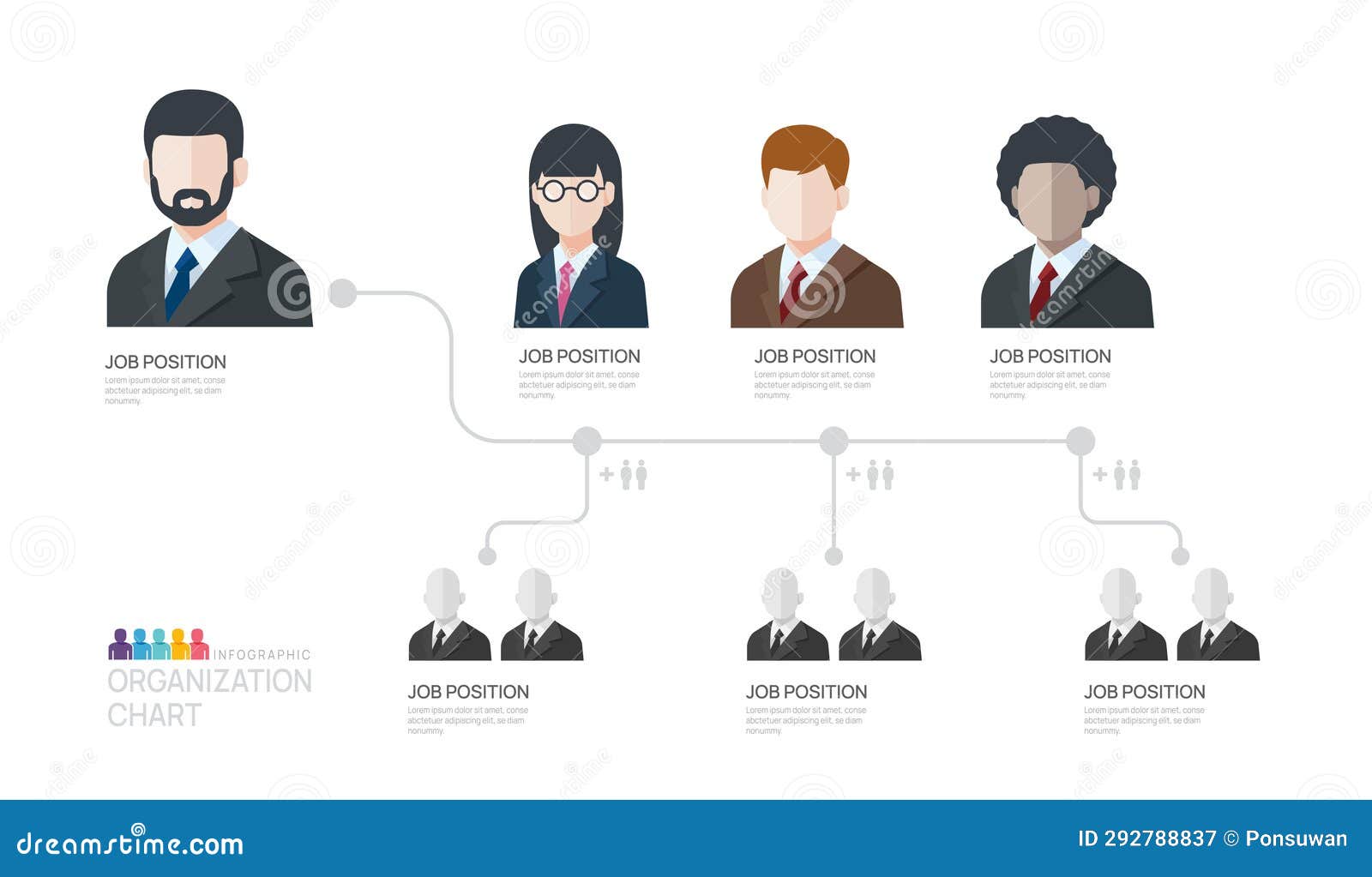 Infographic Template for Organization Chart with Business Avatar Icons ...