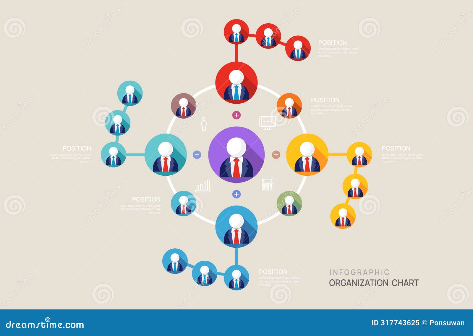 Infographic Template for Organization Chart with Business Avatar Icons ...