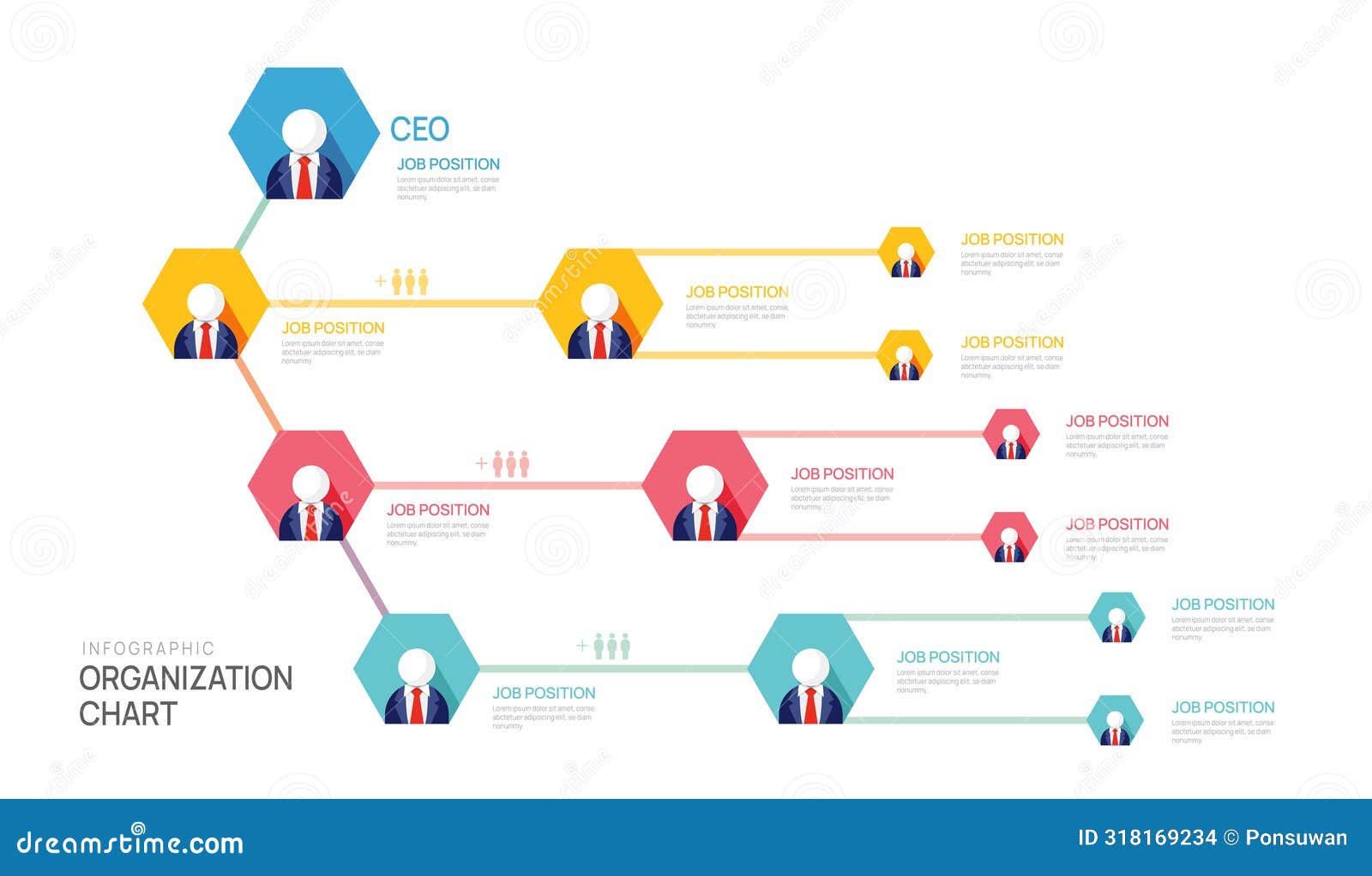 Infographic Template for Organization Chart with Business Avatar Icons ...