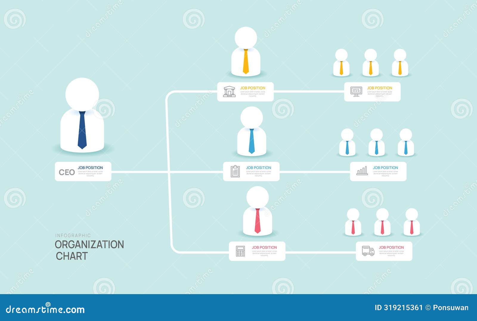 Infographic Template for Organization Chart with Business Avatar Icons ...