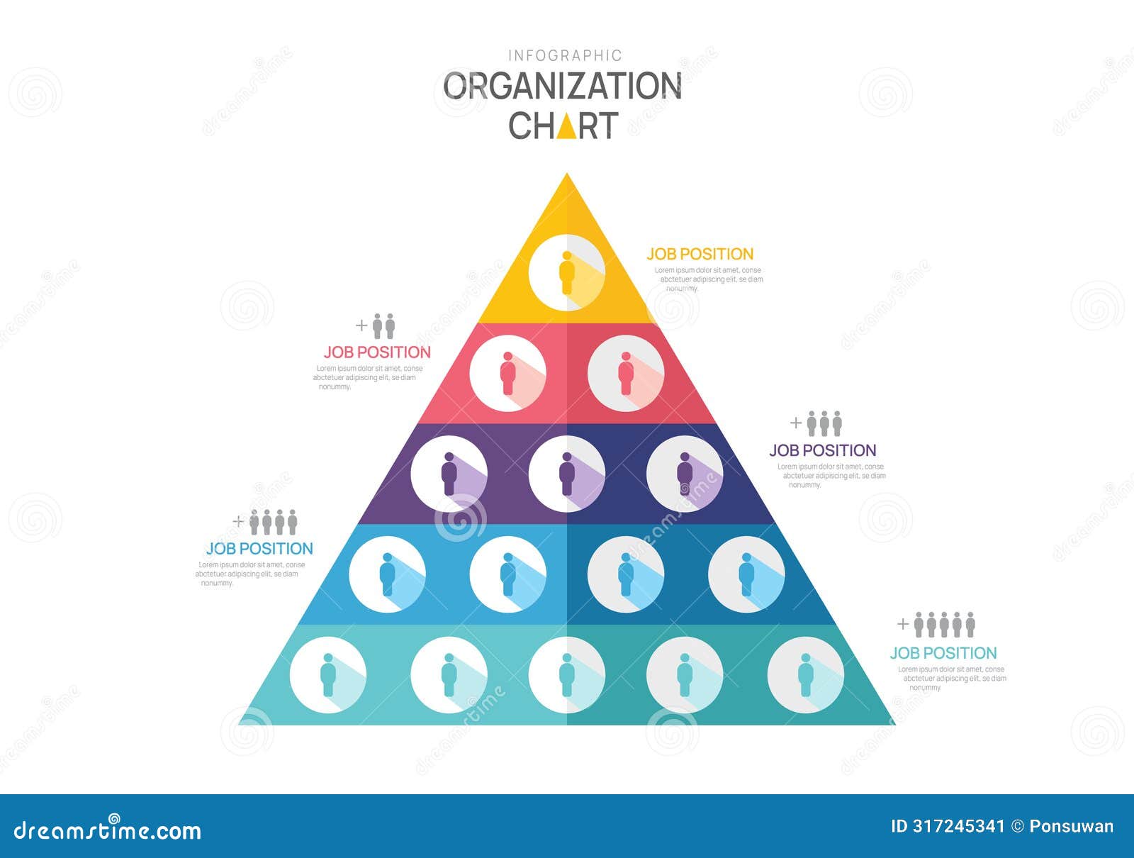 Infographic Template for Organization Chart Pyramid with Team Leader ...