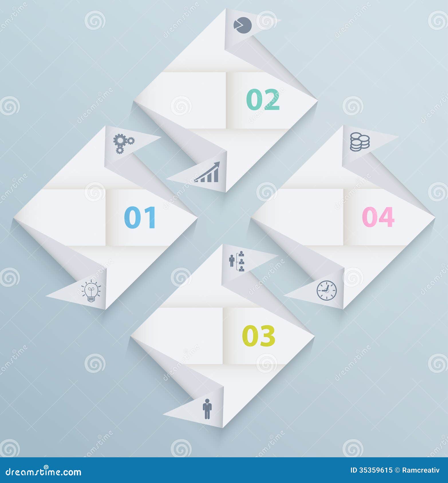 Infographic Template with Origami Paper Squares Stock Vector ...