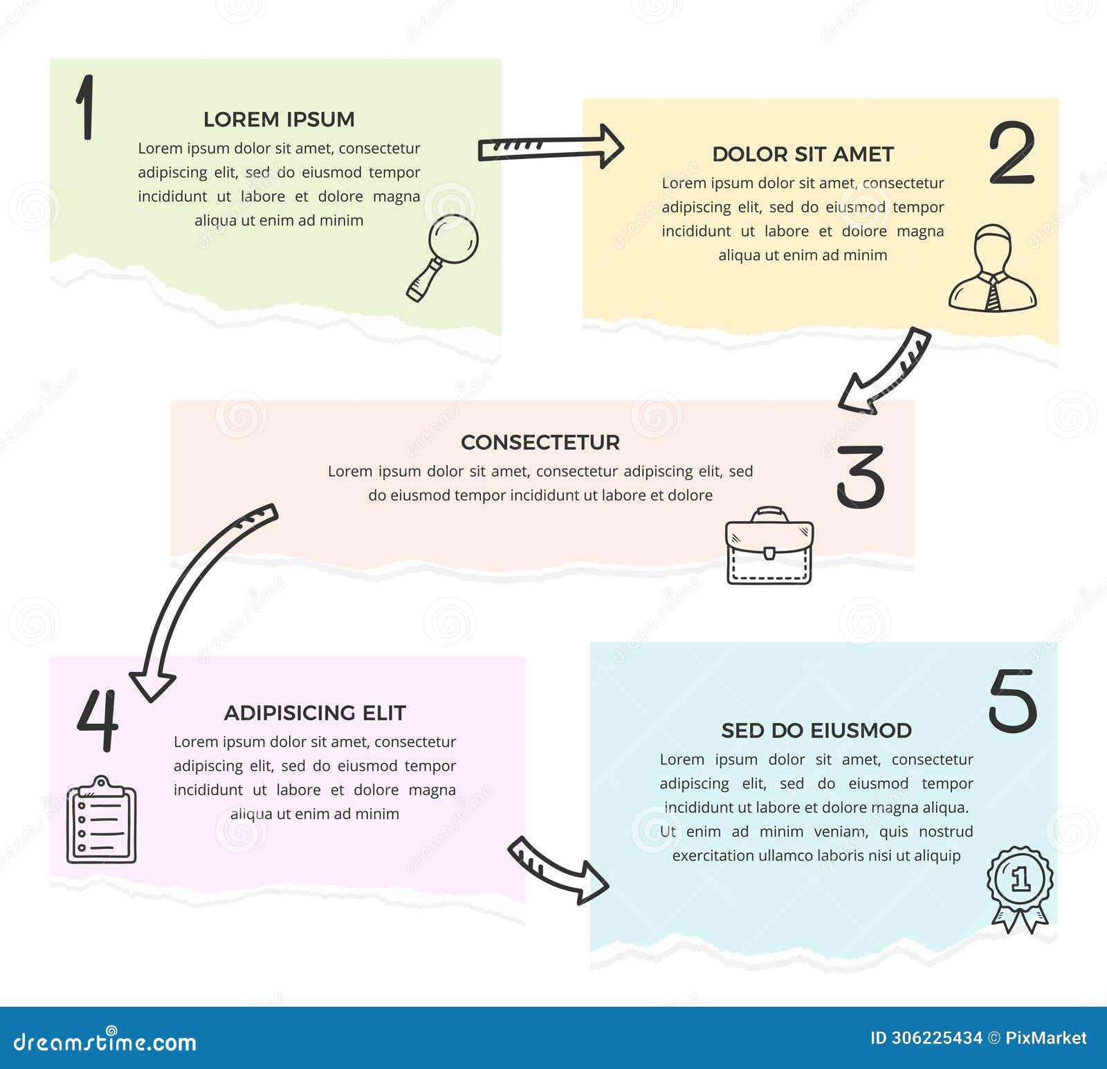 Infographic Template with 4 Paper Notes Stock Vector - Illustration of ...