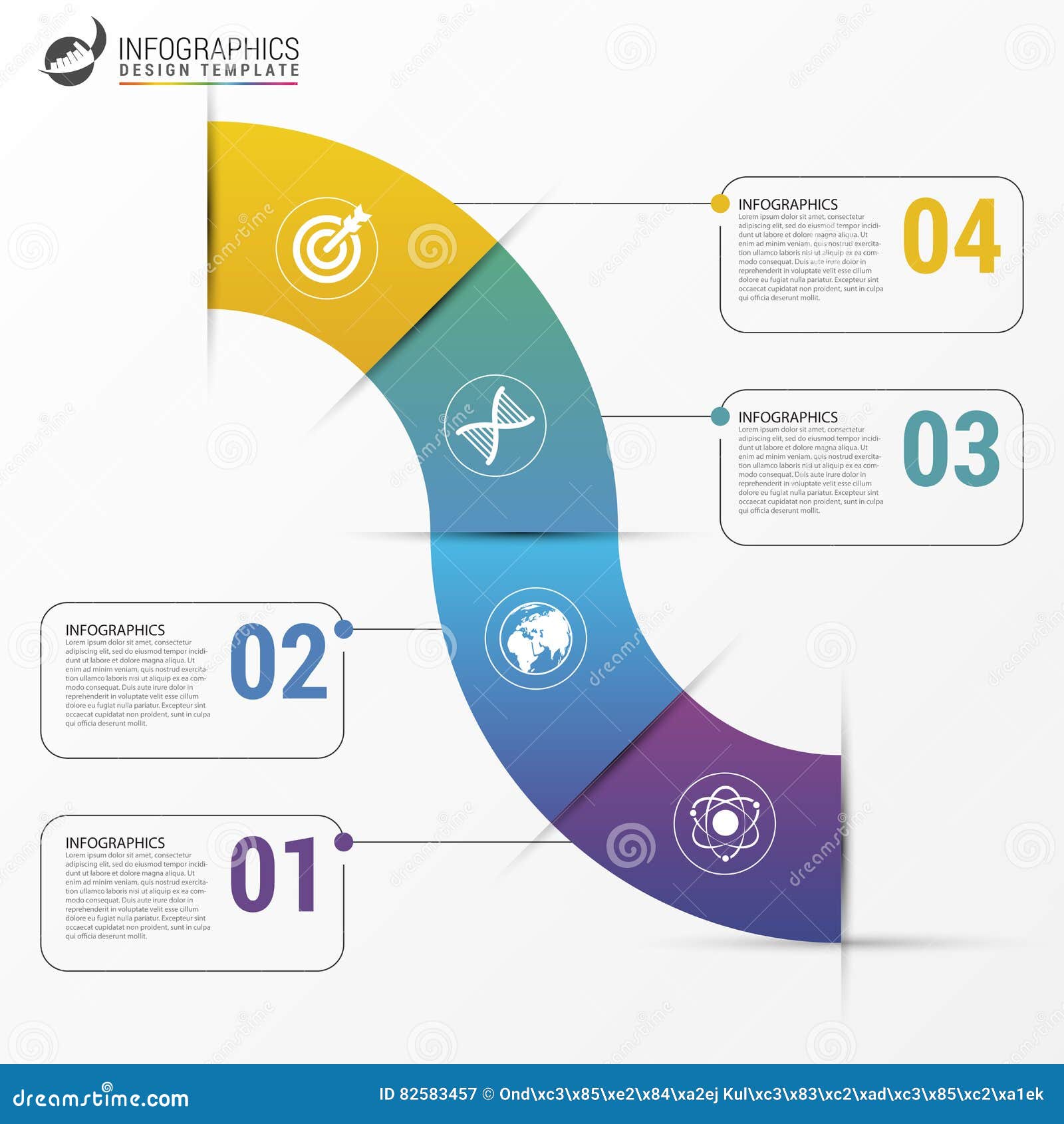 Infographic Template with 4 Parts. Vector Stock Vector - Illustration ...