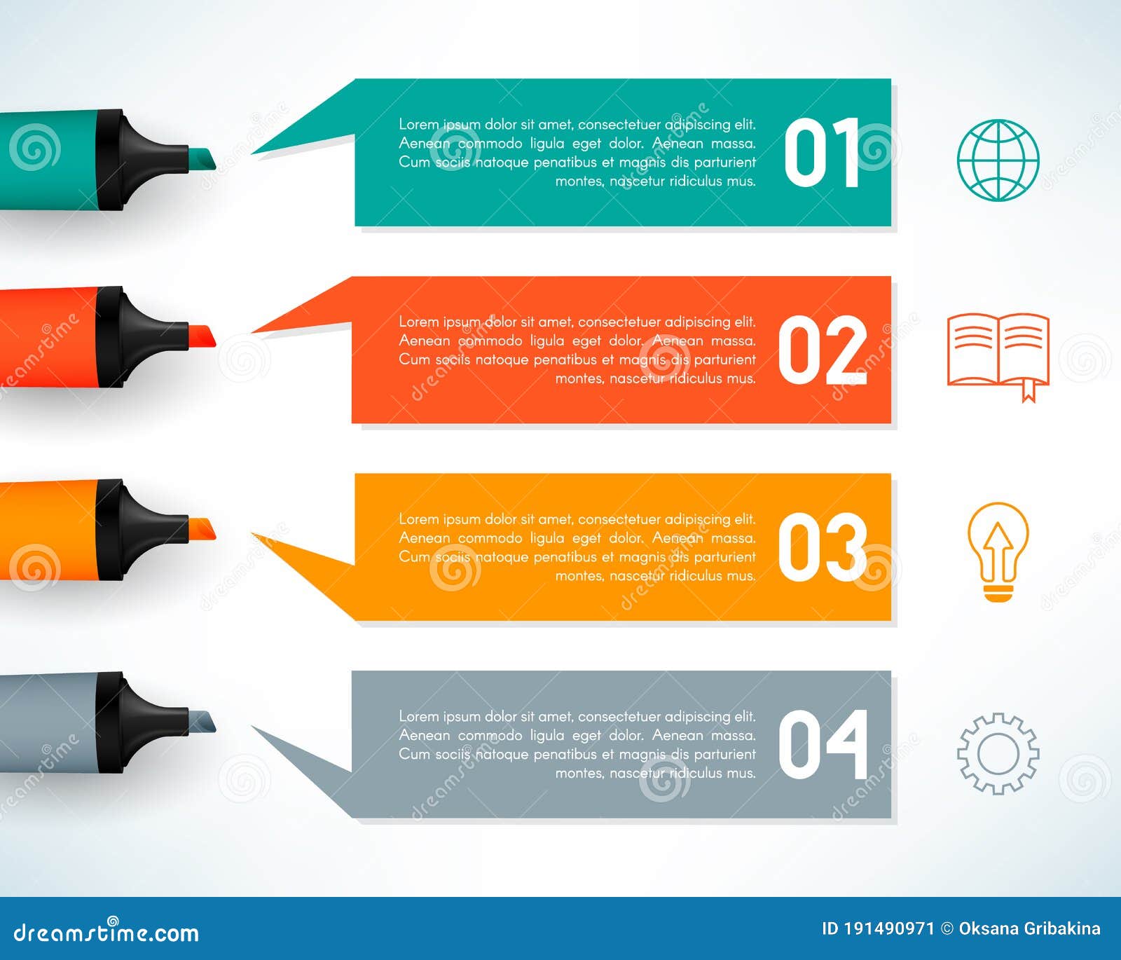 Infographic Template. Pen Markers with Speech Text Frames Stock Vector ...