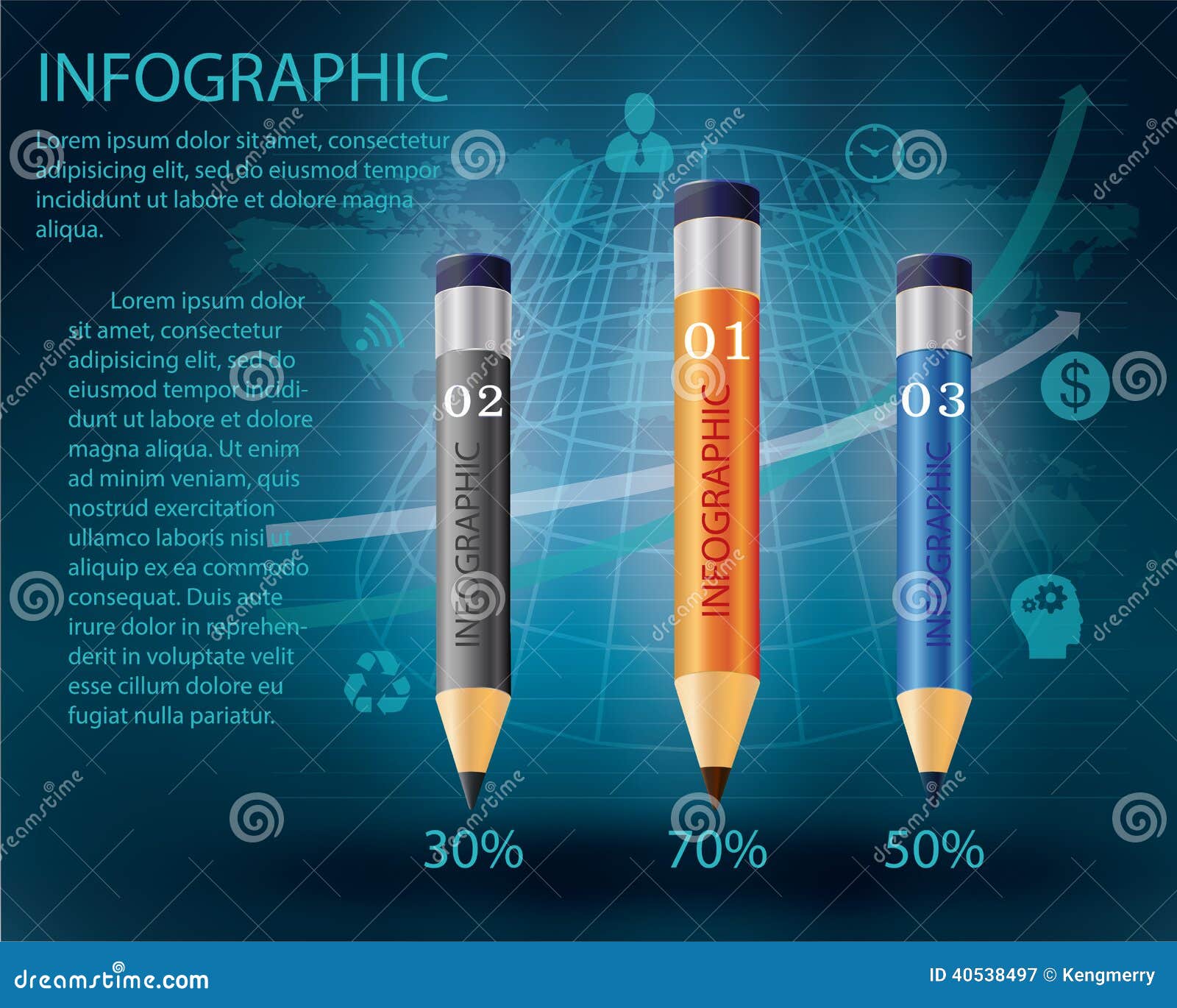 Infographic Template with Pencil . Stock Vector - Illustration of ...