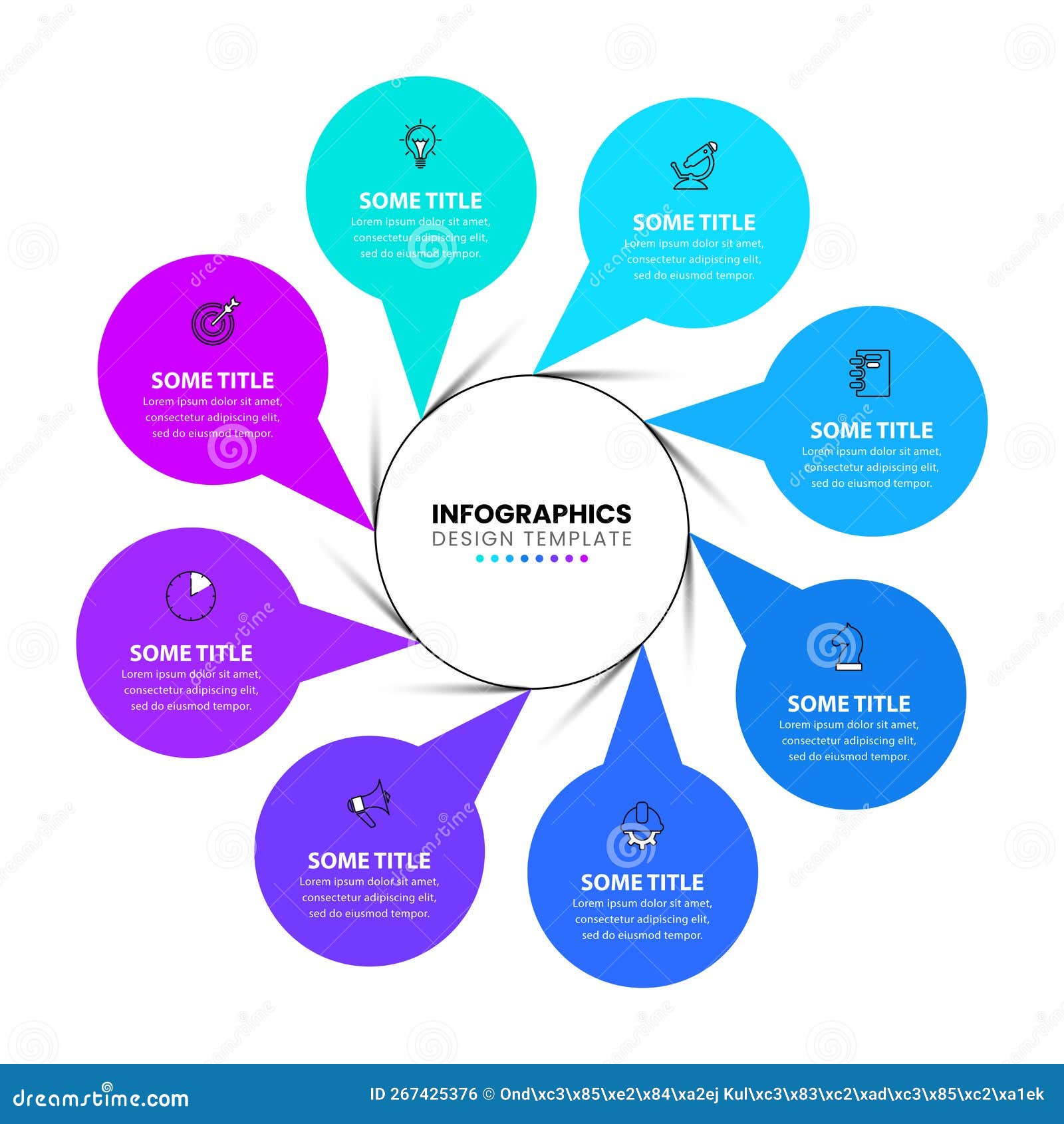 Infographic Template. 8 Pointers with Texts Around the Central Circle Stock Vector ...