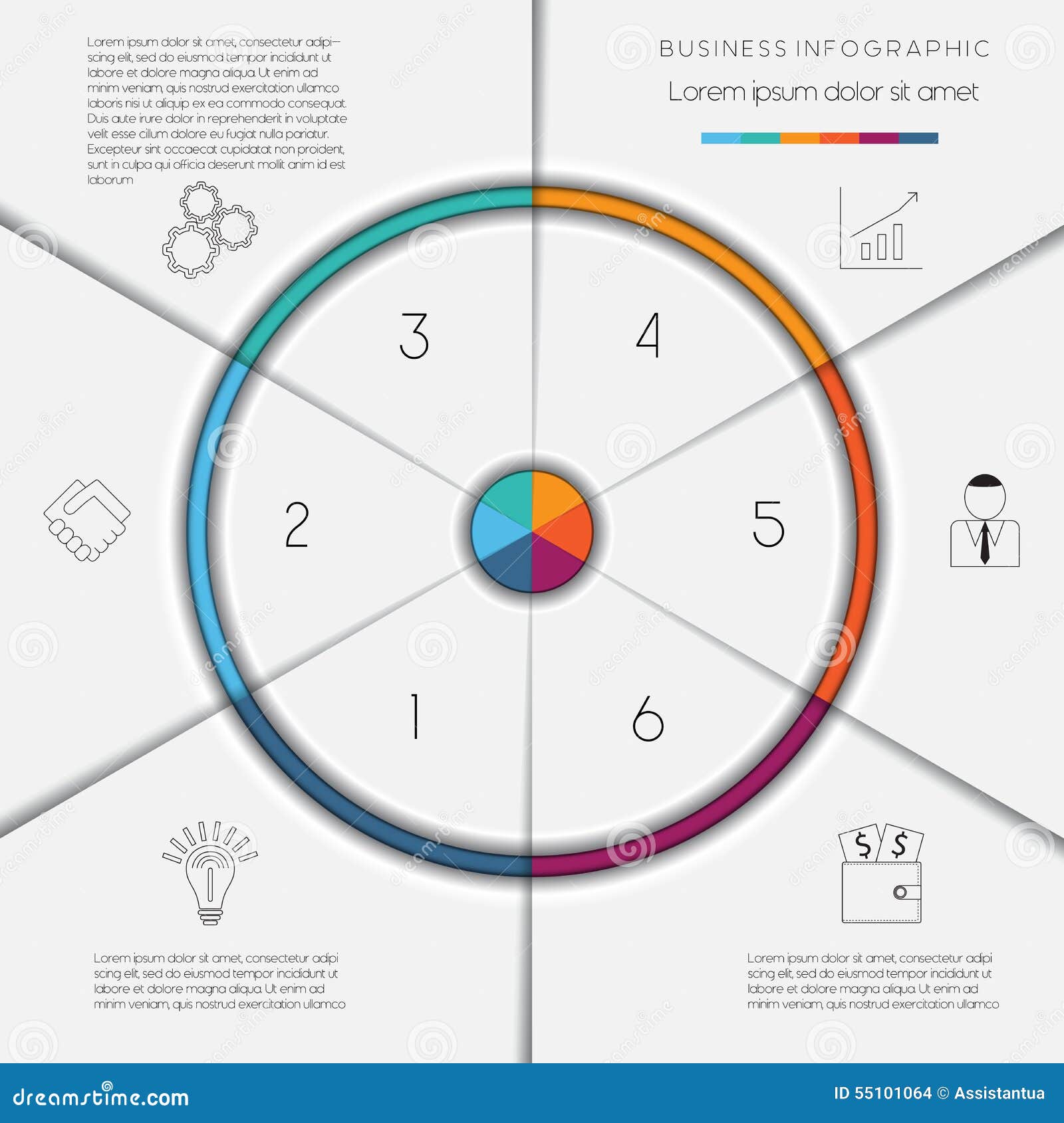 Infographic Template on 6 Positions Stock Vector - Illustration of ...