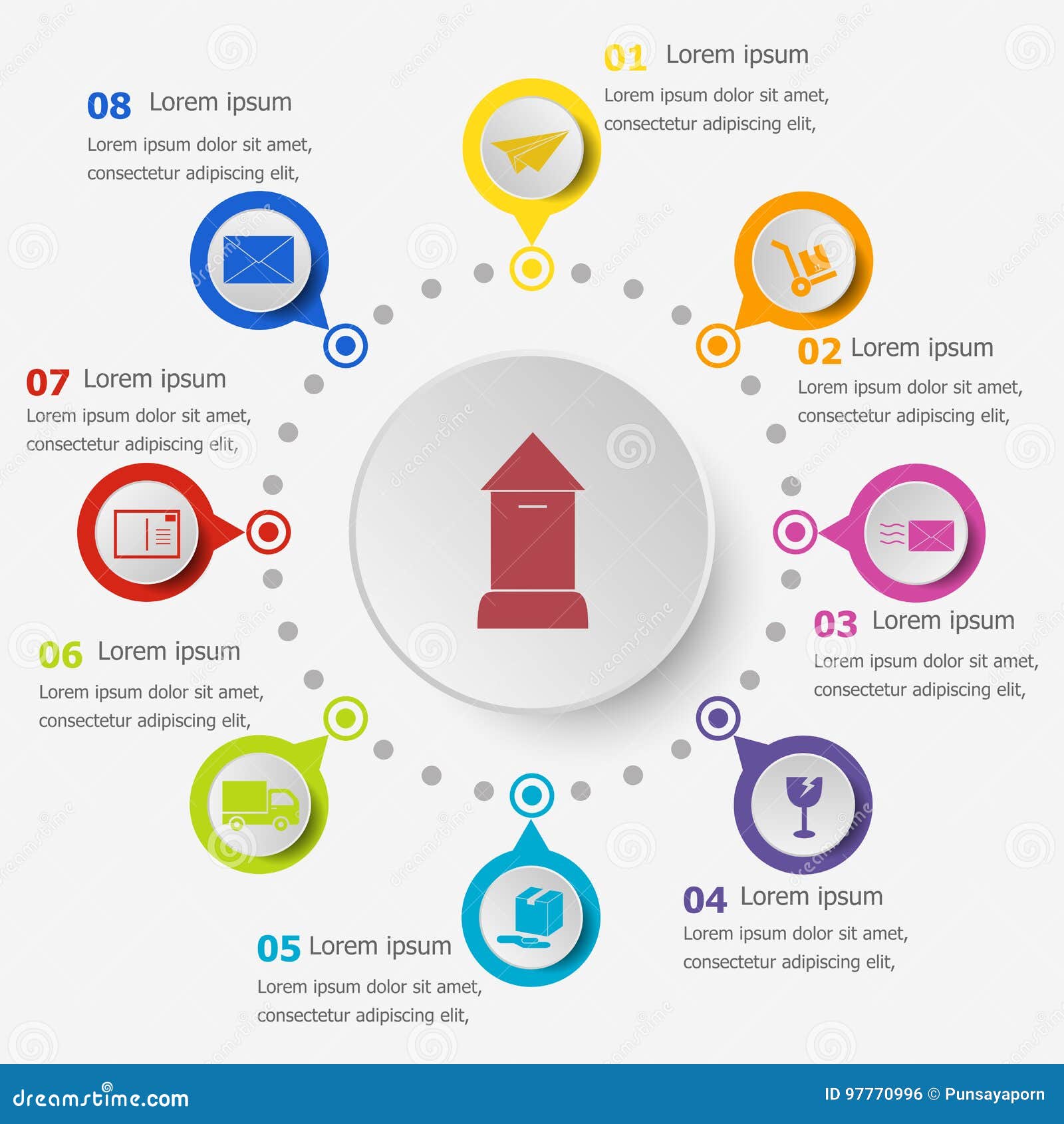 Infographic Template with Post Icons Stock Vector - Illustration of ...