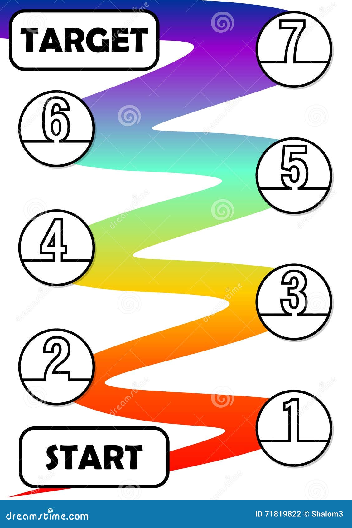 Infographic Template for Process in Seven Steps with Start and Target ...