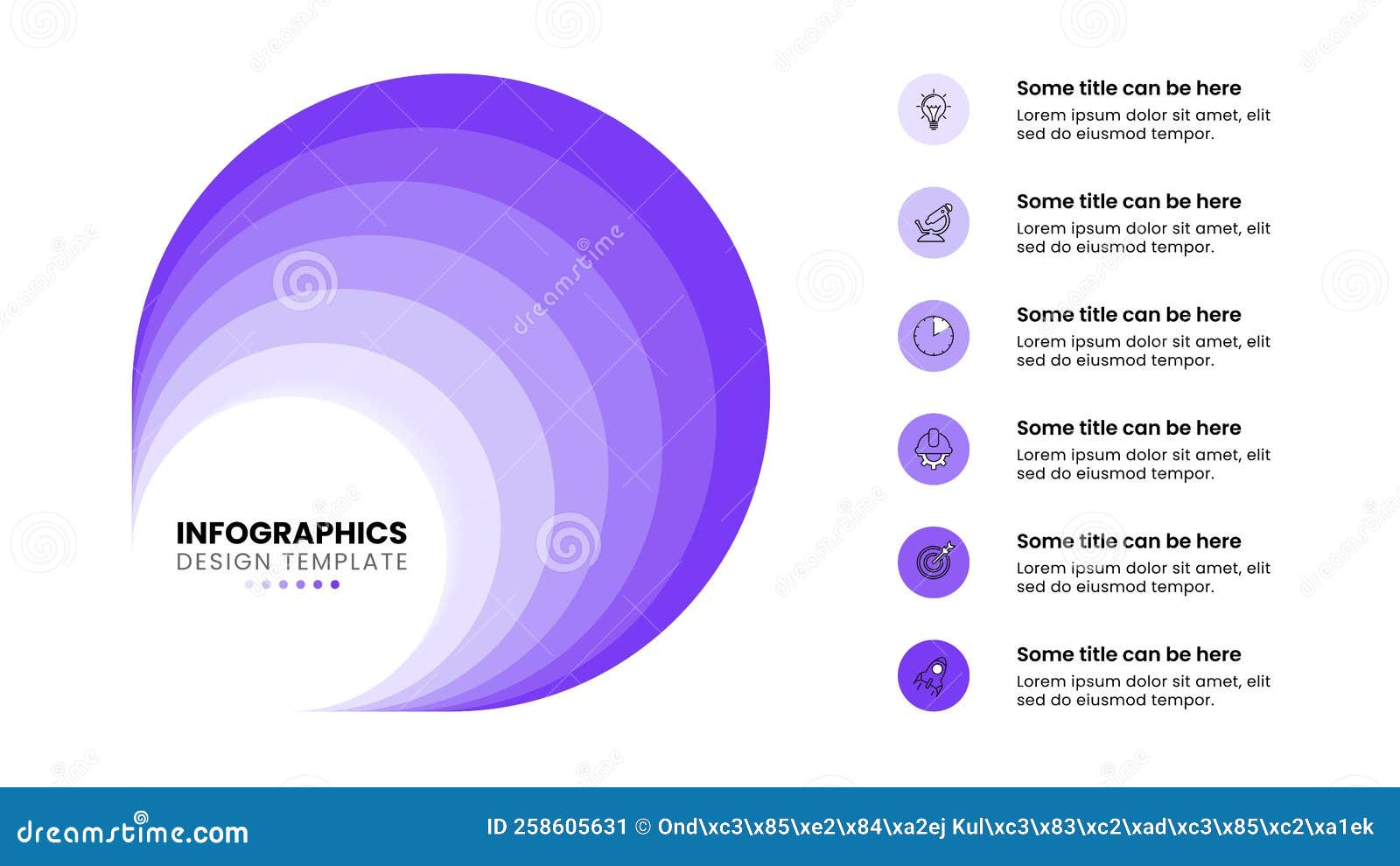 Infographic Template. Purple Circle with 6 Steps Stock Vector ...