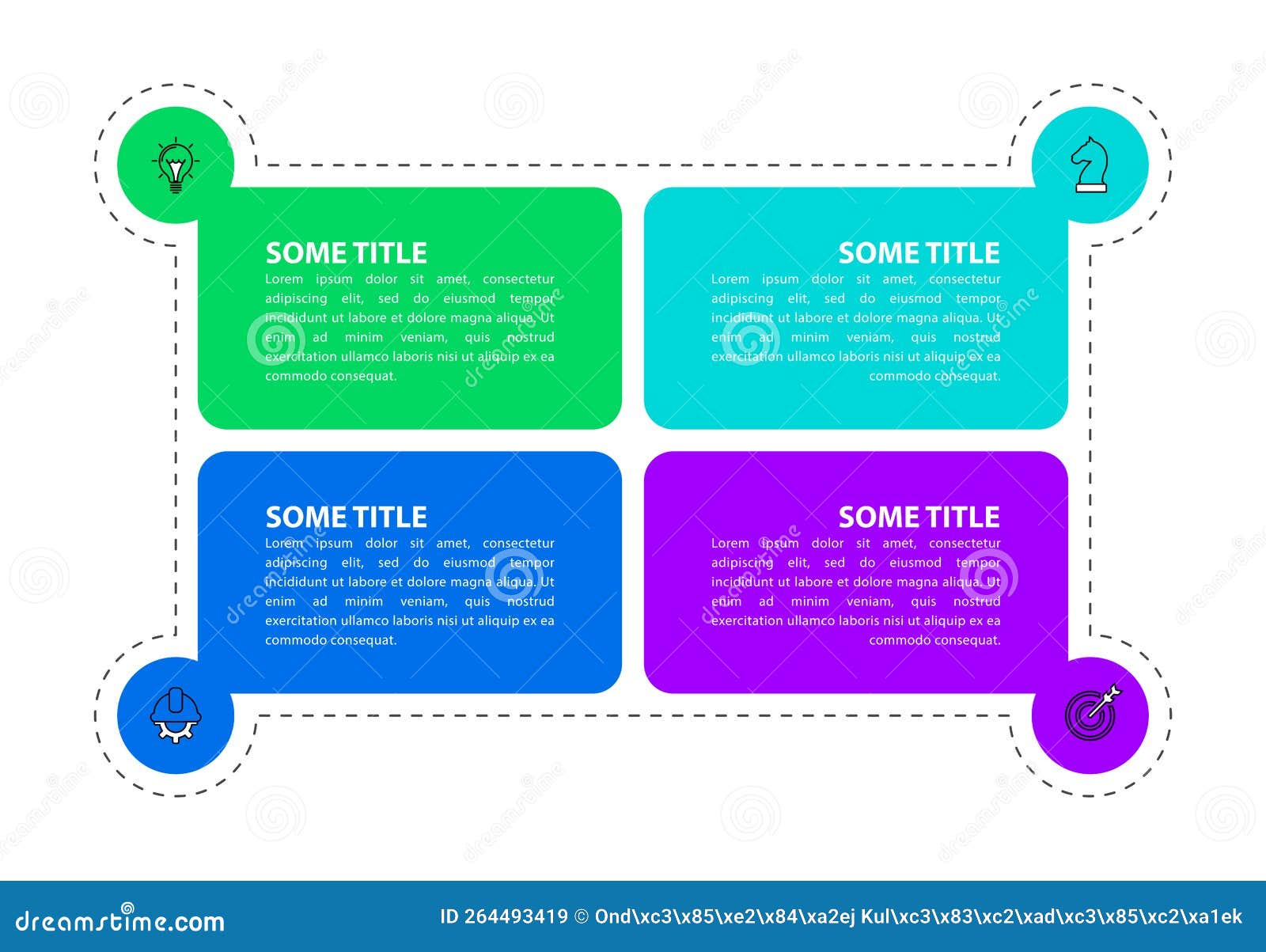Infographic Template. 4 Rectangles with Text and Dashed Line Frame ...
