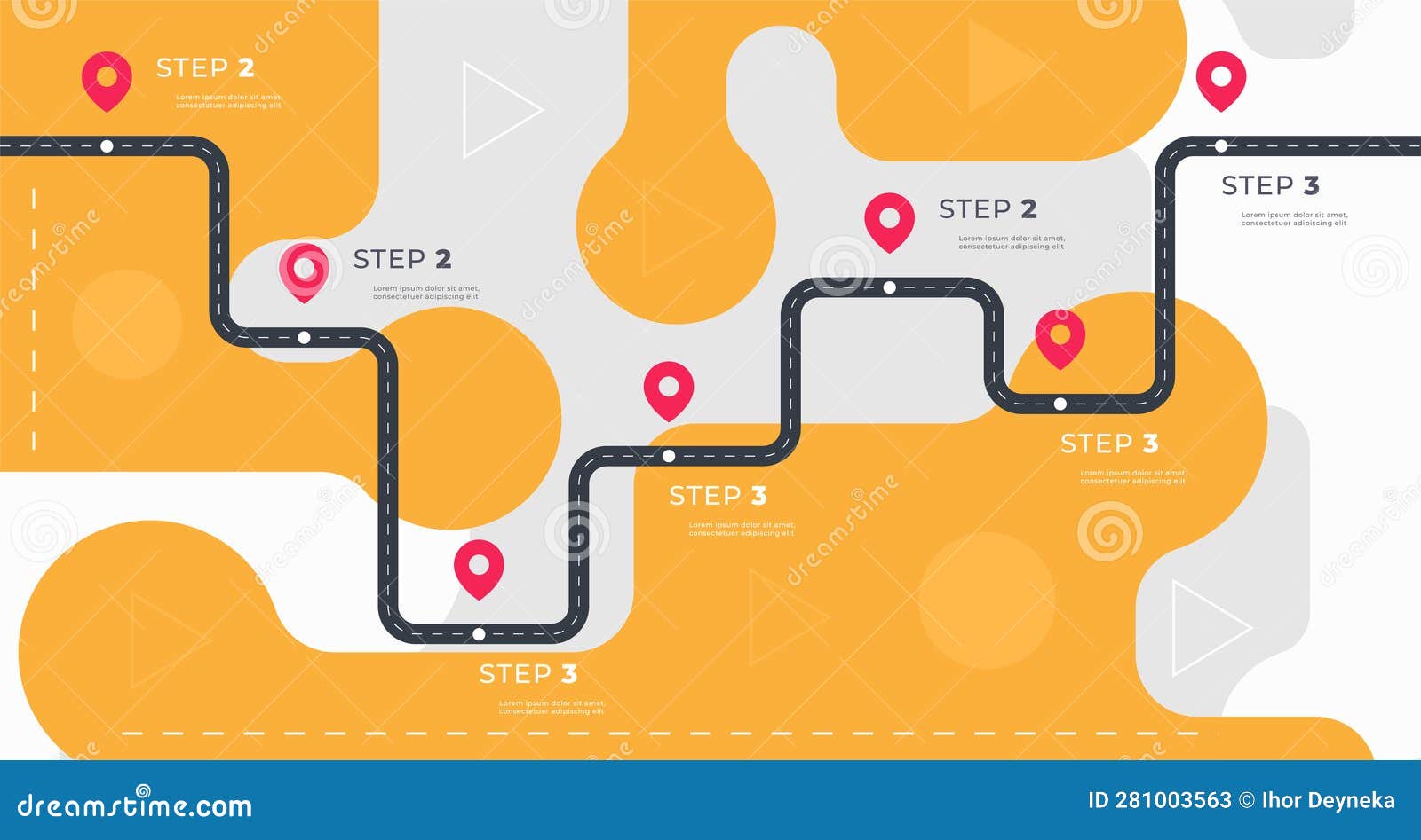 Infographic Template with a Road and Markings on it. Concept of a ...