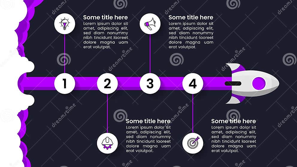 Infographic Template. Rocket with a Path and 4 Steps Stock Vector ...