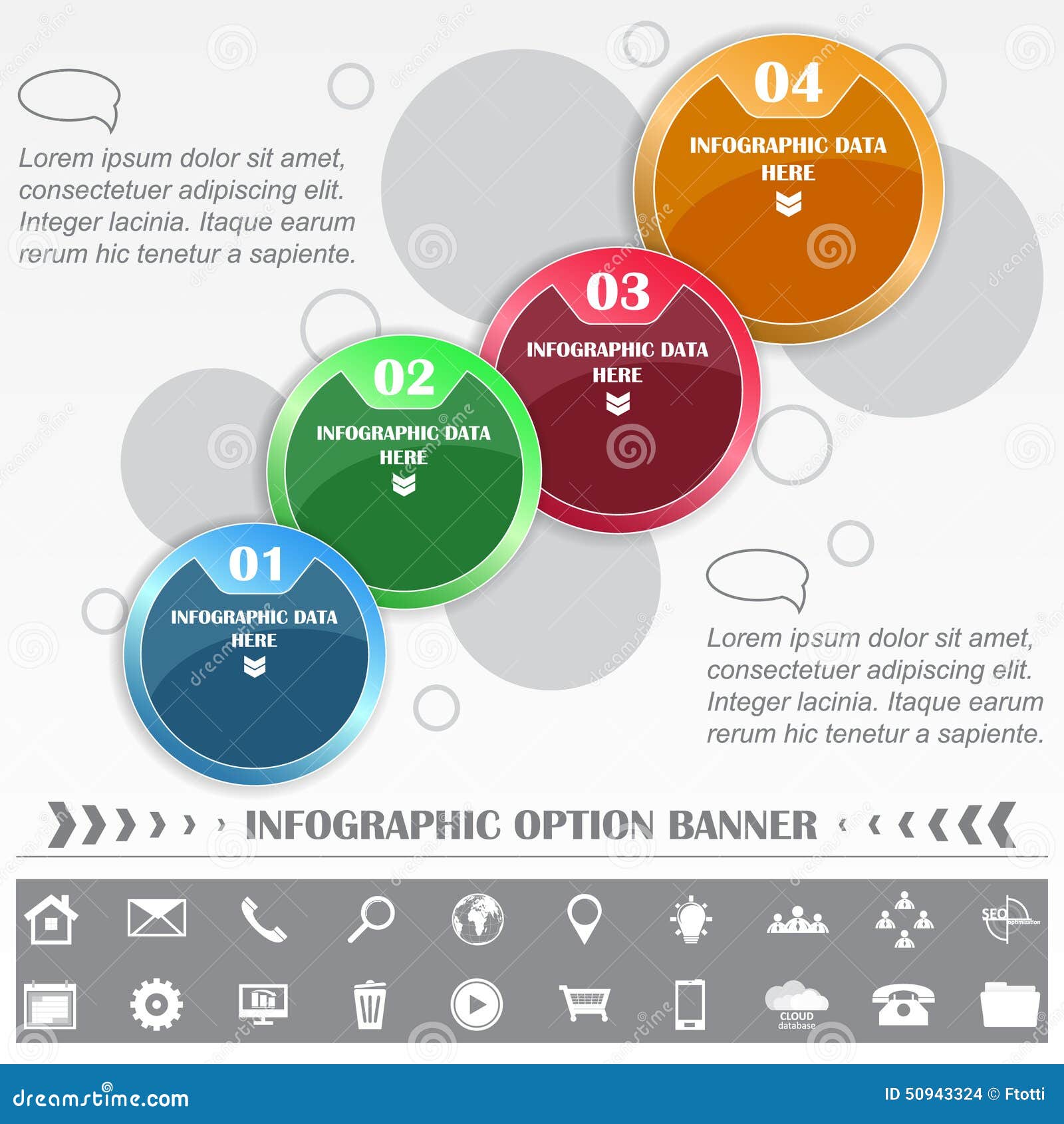 Infographic Template with Round Labels and Various Icons Stock Vector ...
