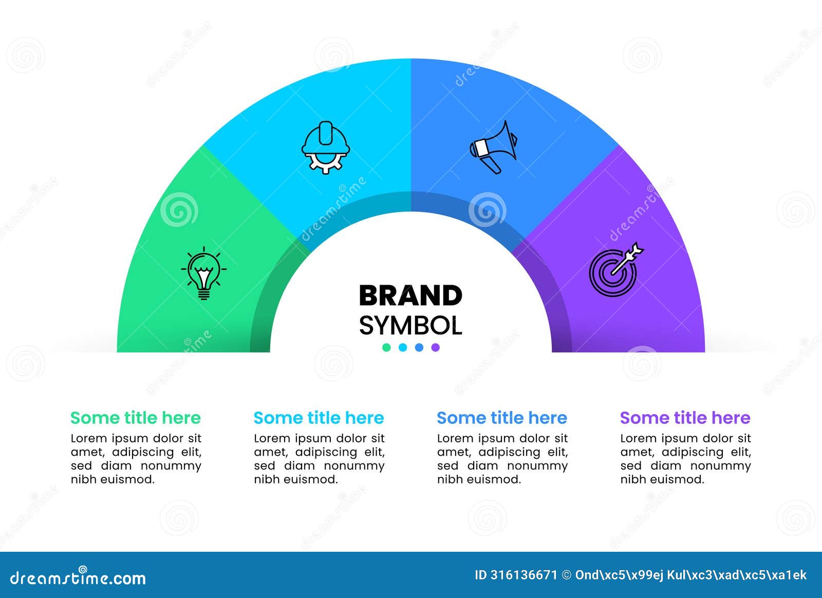 Infographic Template. Semicircle With 4 Icons And Text Cartoon Vector ...