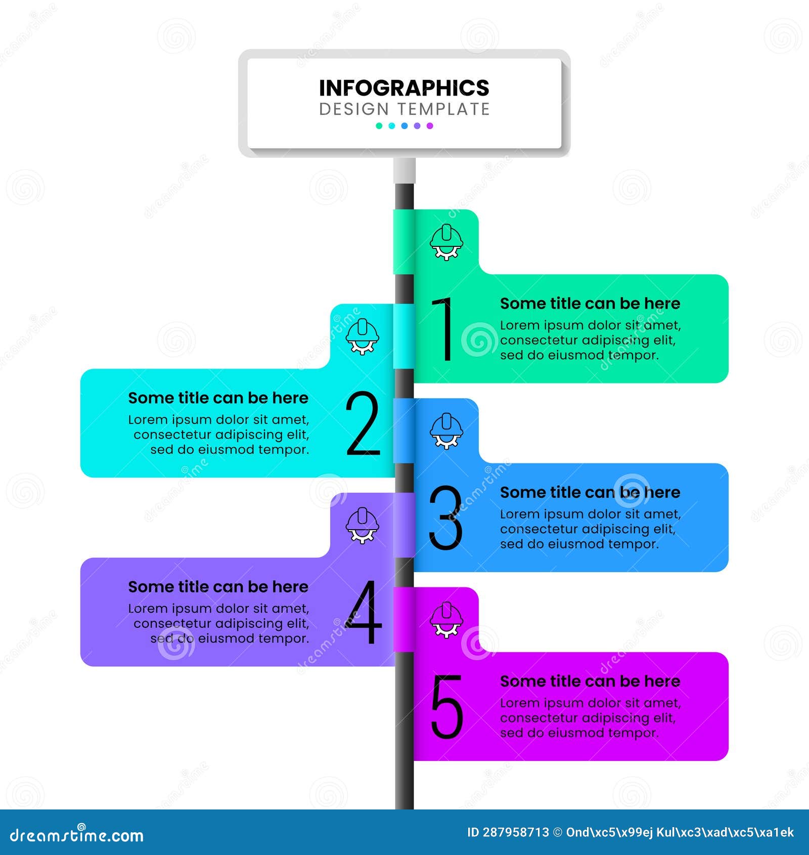 Infographic Template. Signpost with 5 Steps and Icons Stock Vector ...